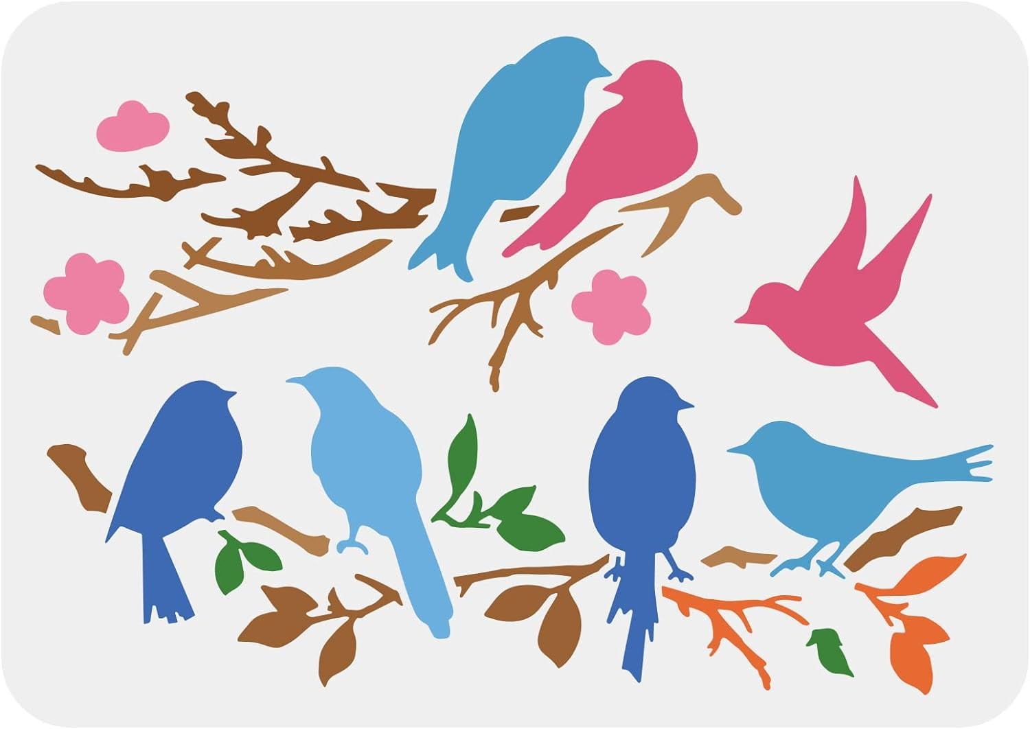 Love Birds Tree Branches Stencil 11.7x8.3inch Reusable Birds on Branch ...