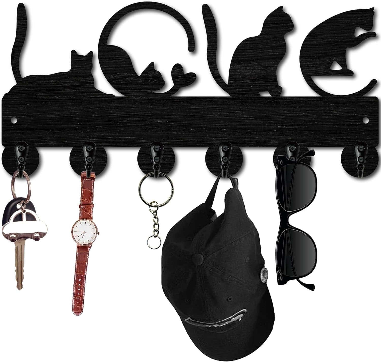 Love Black Cat Key Holder for Wall Mounted Key Holder Hooks Wooden Key ...