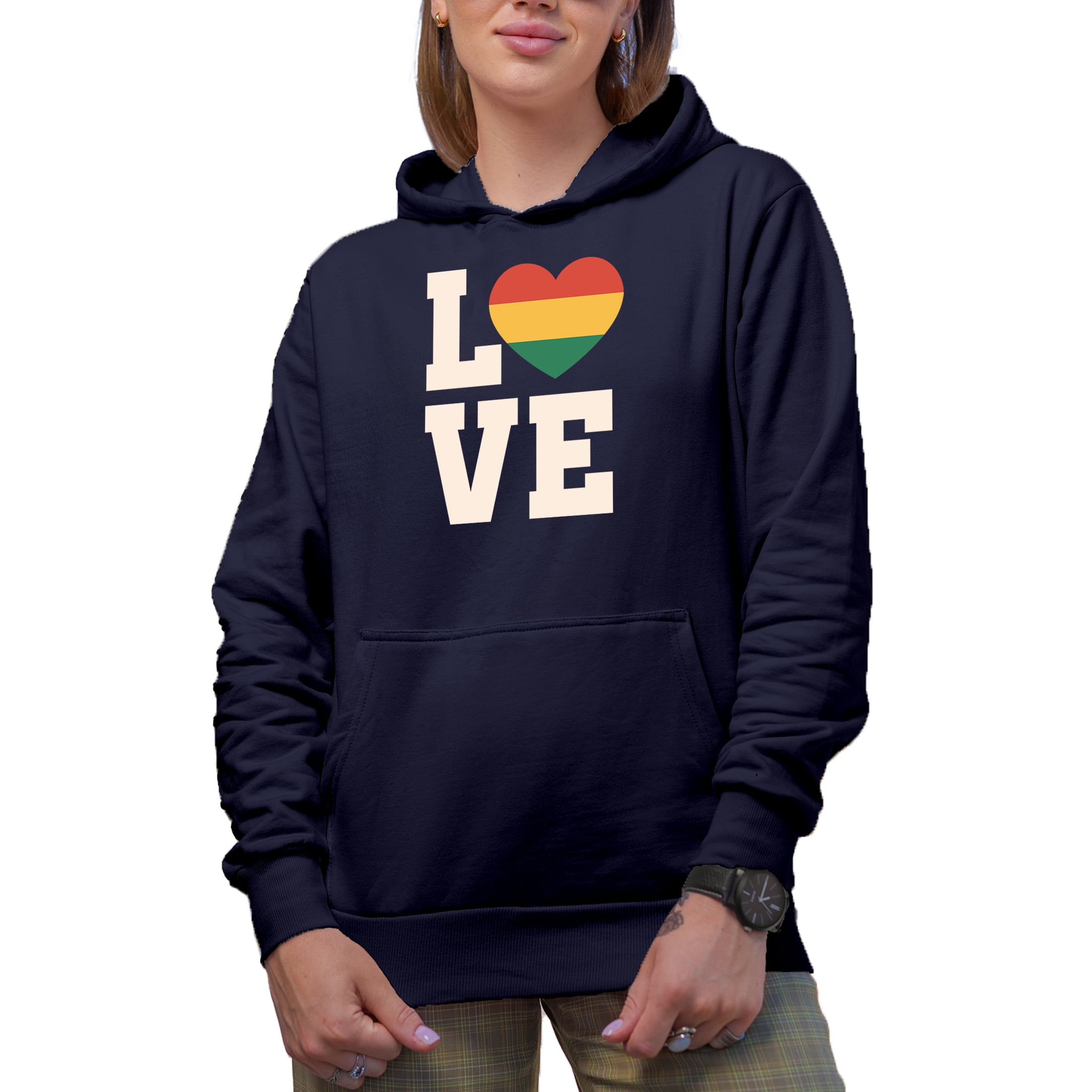Love, Black History Month Heart Art Merch Gift, Navy Blue Hooded ...