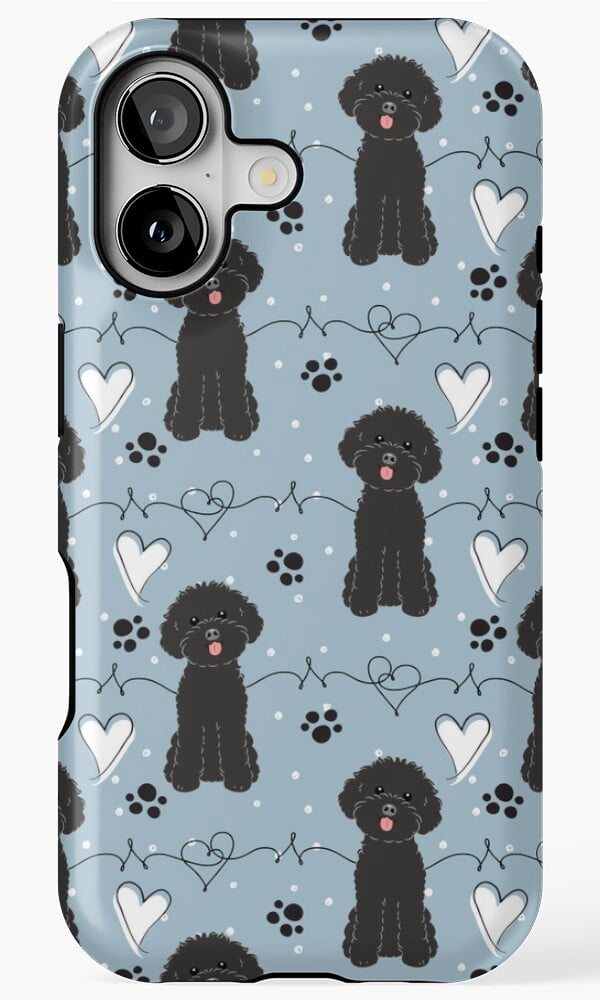 Love Black Toy Poodle Cute Dog Pet Portrait Phone Case for iPhone 17 16 ...