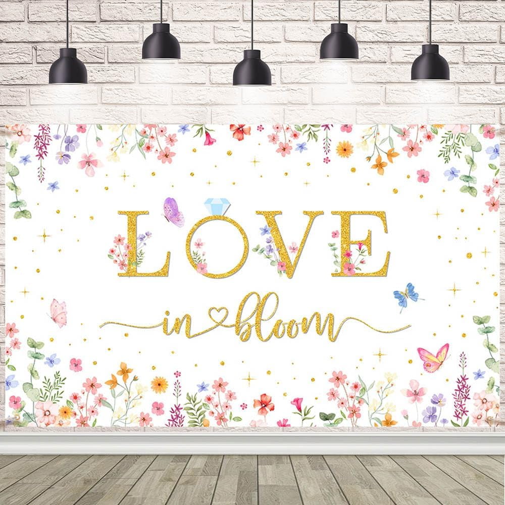 Love in Bloom Bridal Shower Decorations Backdrop Wildflower Wedding ...