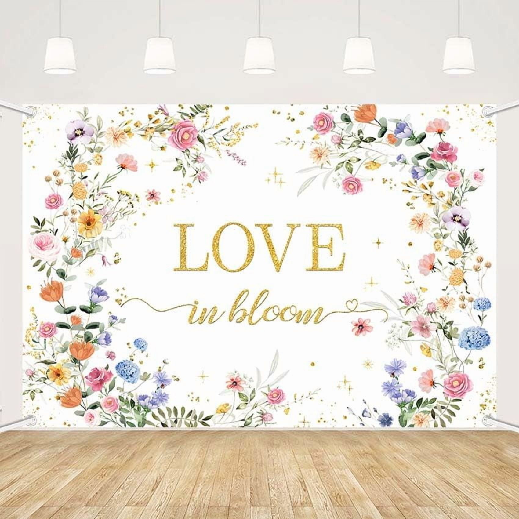 Love in Bloom Bridal Shower Decorations Backdrop, Wildflower Wedding ...