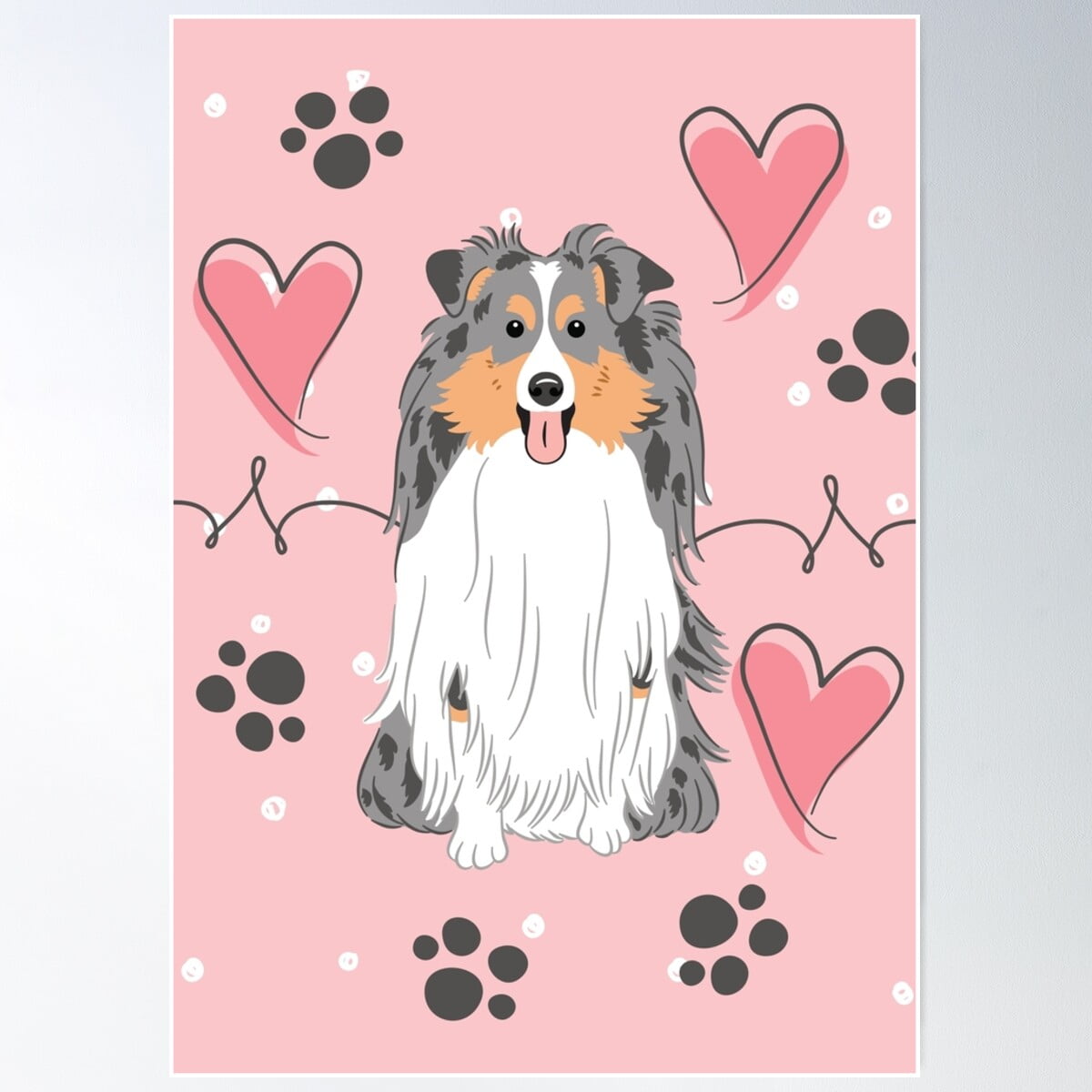 Love Blue Merle Sheltie Dog Shetland Sheepdog Poster Wall Art, Modern ...