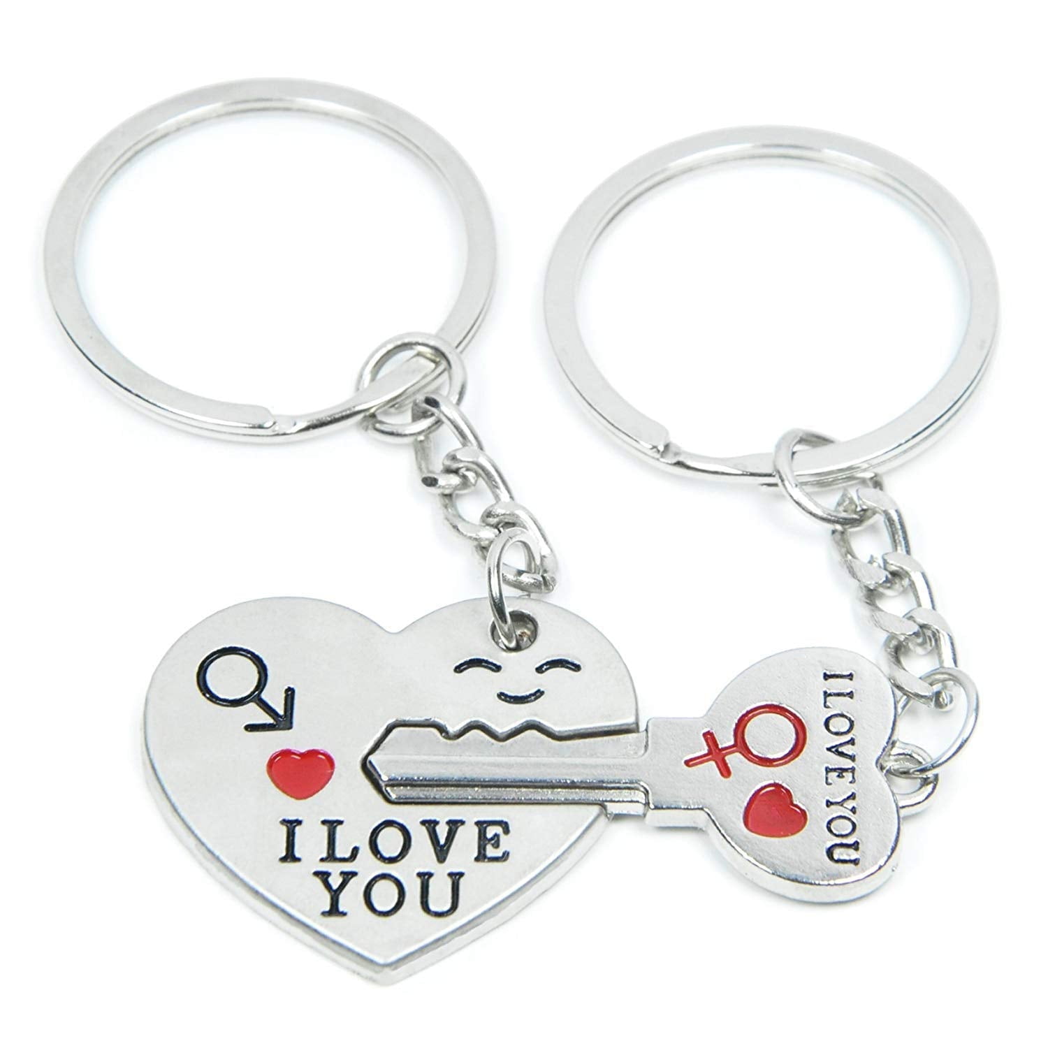 His & Hers Heart Keychain Set – Romantic Couple Keyring Gift for ...