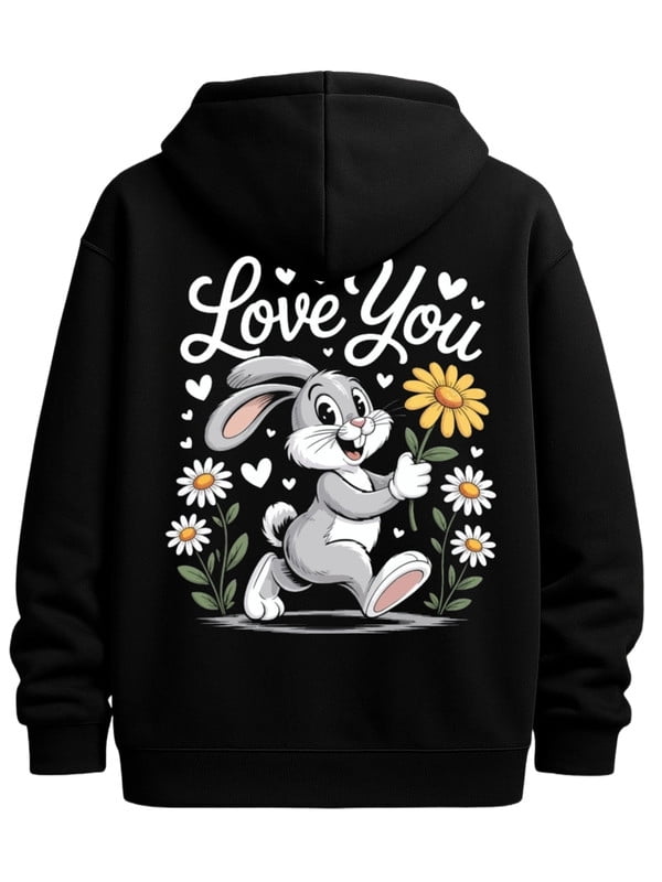Love Bunny Hoodie graphic hoodies mens long sleeve black Sweatshirt ...