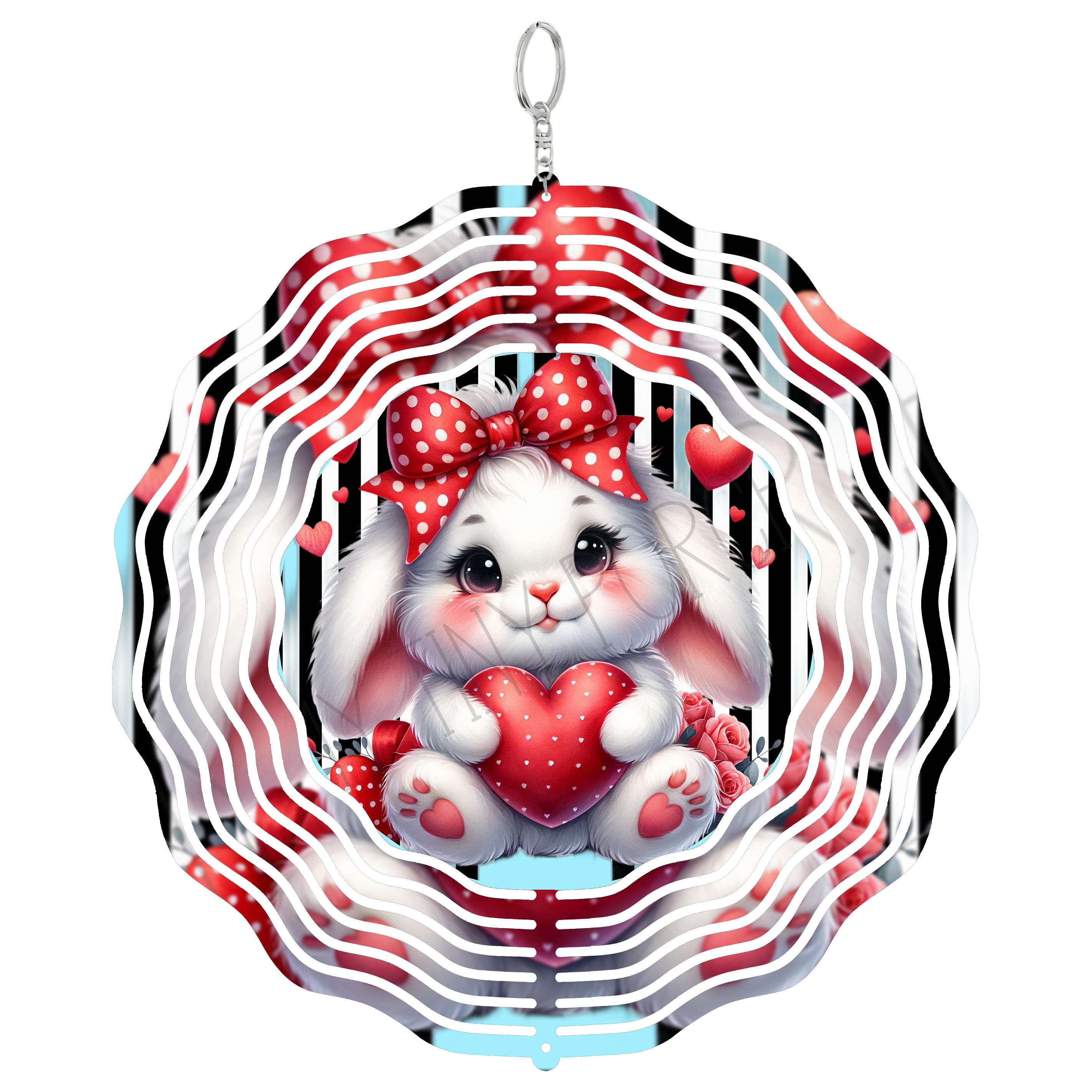 Love Bunny Valentine Rabbit 3D Wind Spinner, Cute Animal Couple Gift ...