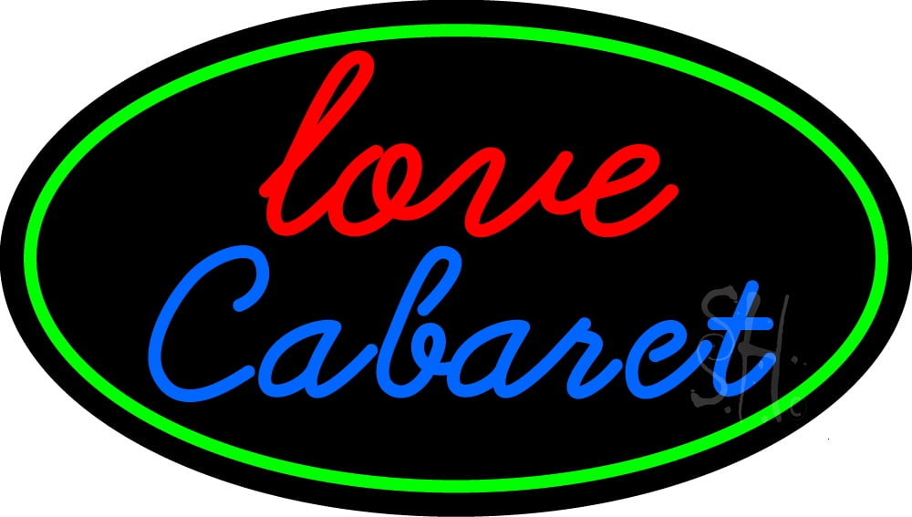 Love Cabaret LED Neon Sign 20" Tall x 37" Wide - inches Black Square ...