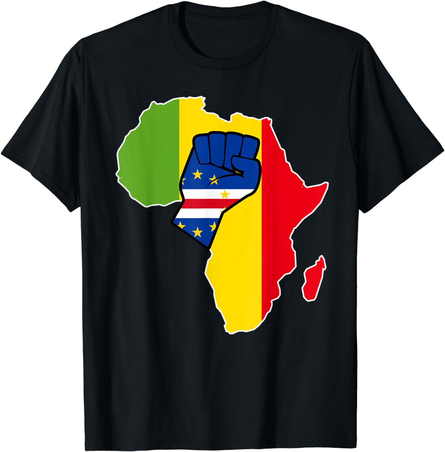 Love Cabo Cape Verde With Cape Verdean Flag In Africa Map T-Shirt ...
