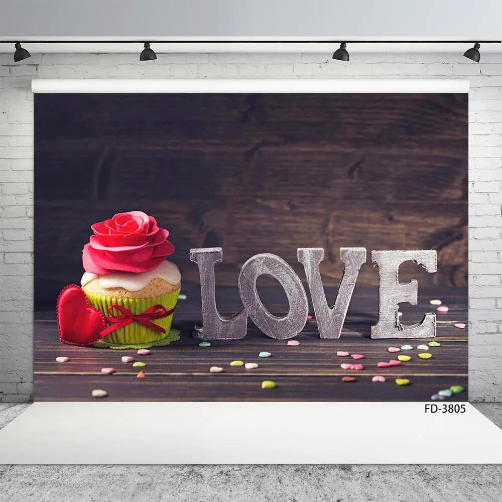 Love Cake Wood Board Floor Valentine’s Day Photography Background Child ...