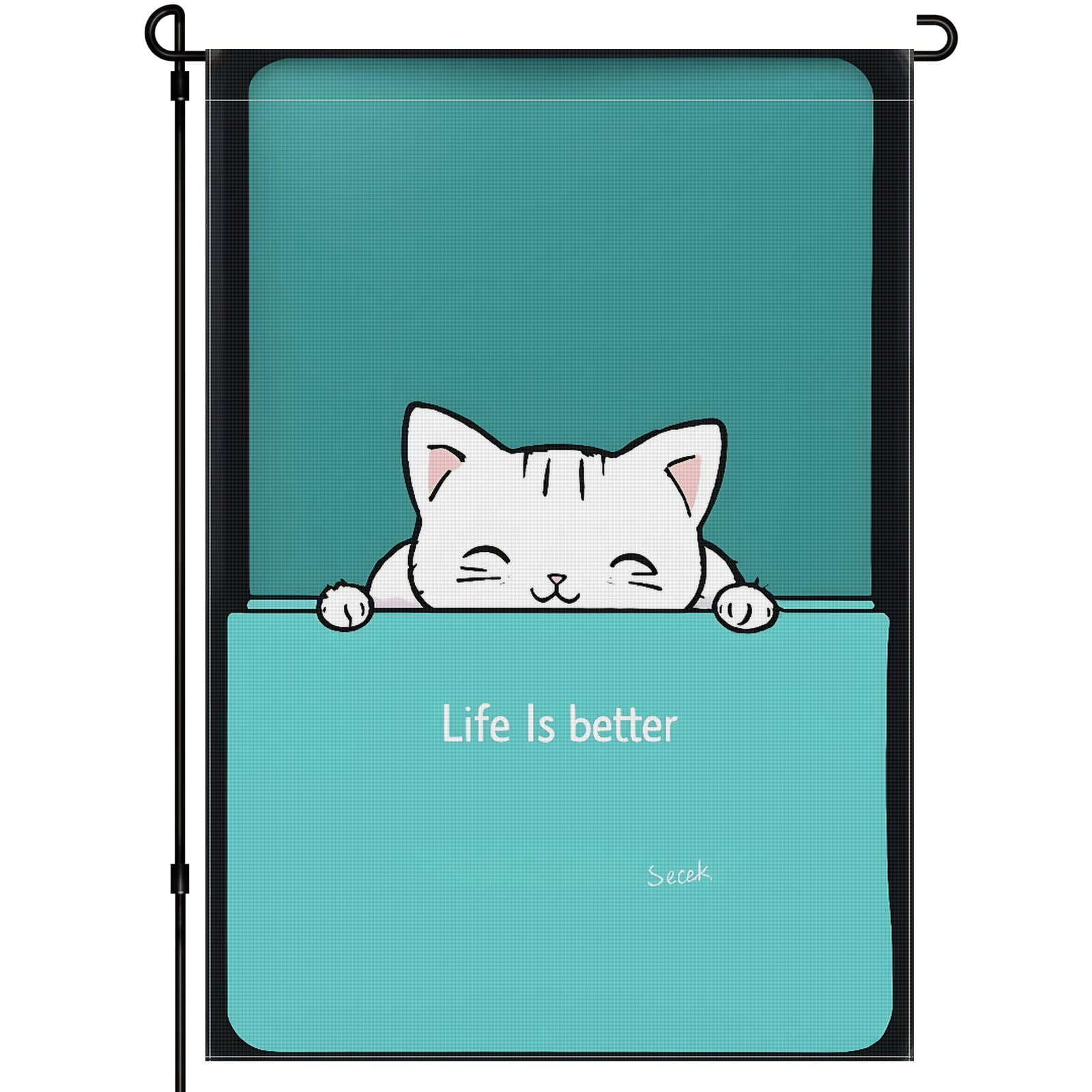 Love Cat Garden Flags Cartoon Style Cute Cartoon Cat Simple Double ...