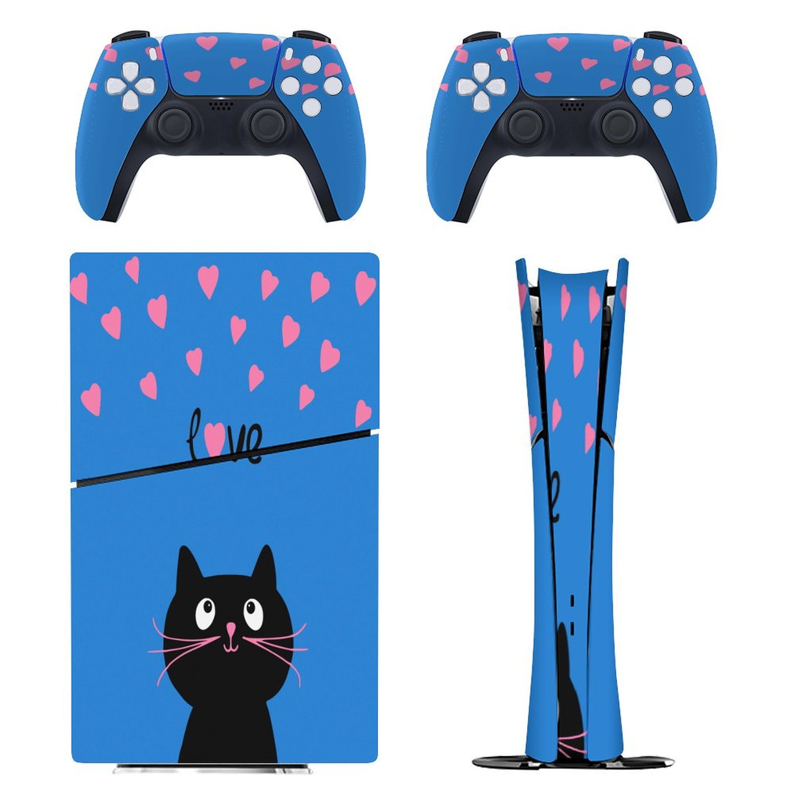 Love Cat Heart PS5/PS5 Slim Digital Disc Skin Sticker For Console And ...
