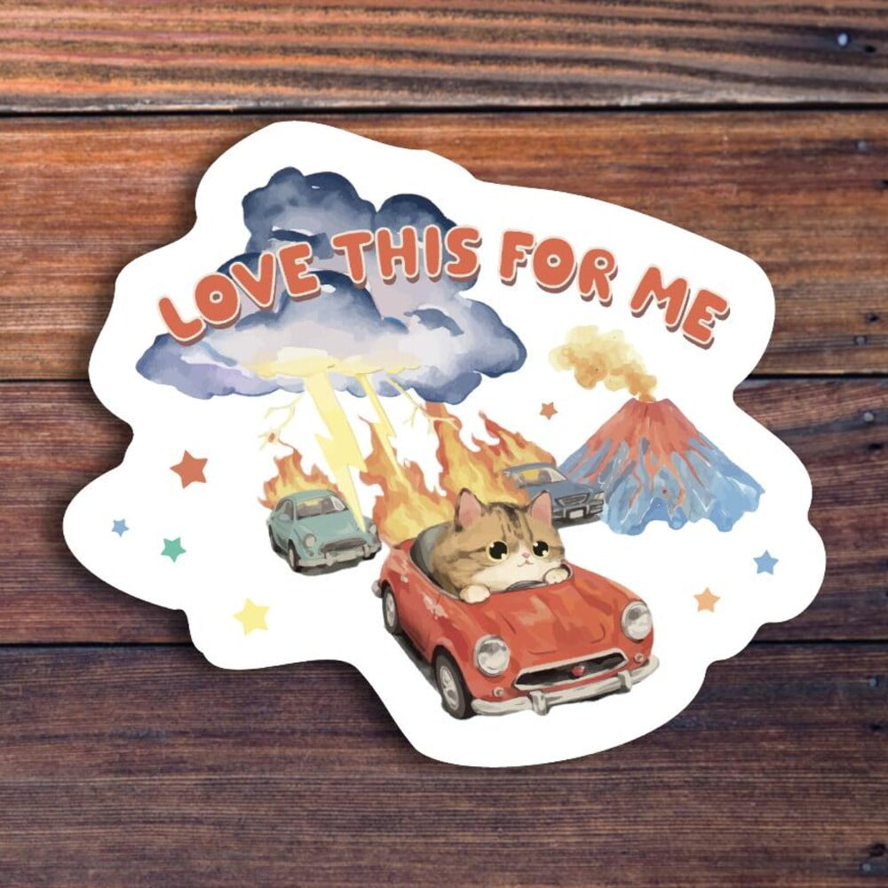 Love This For Me Cat Sticker, Cute Cat Sticker, Cat Driving A Car On ...