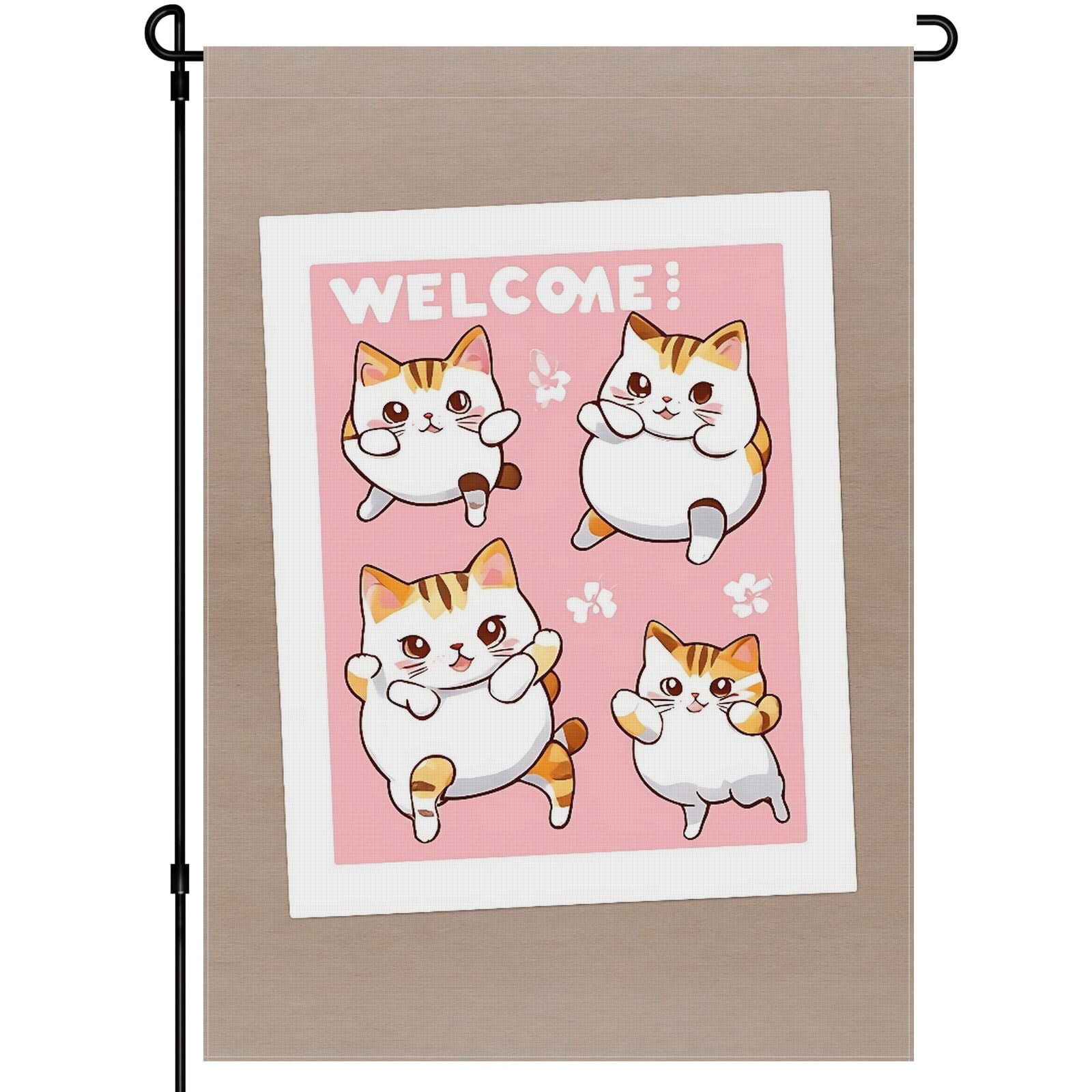 Love Cat Washable Garden Flags for Outdoor for Front Door Balcony Porch ...
