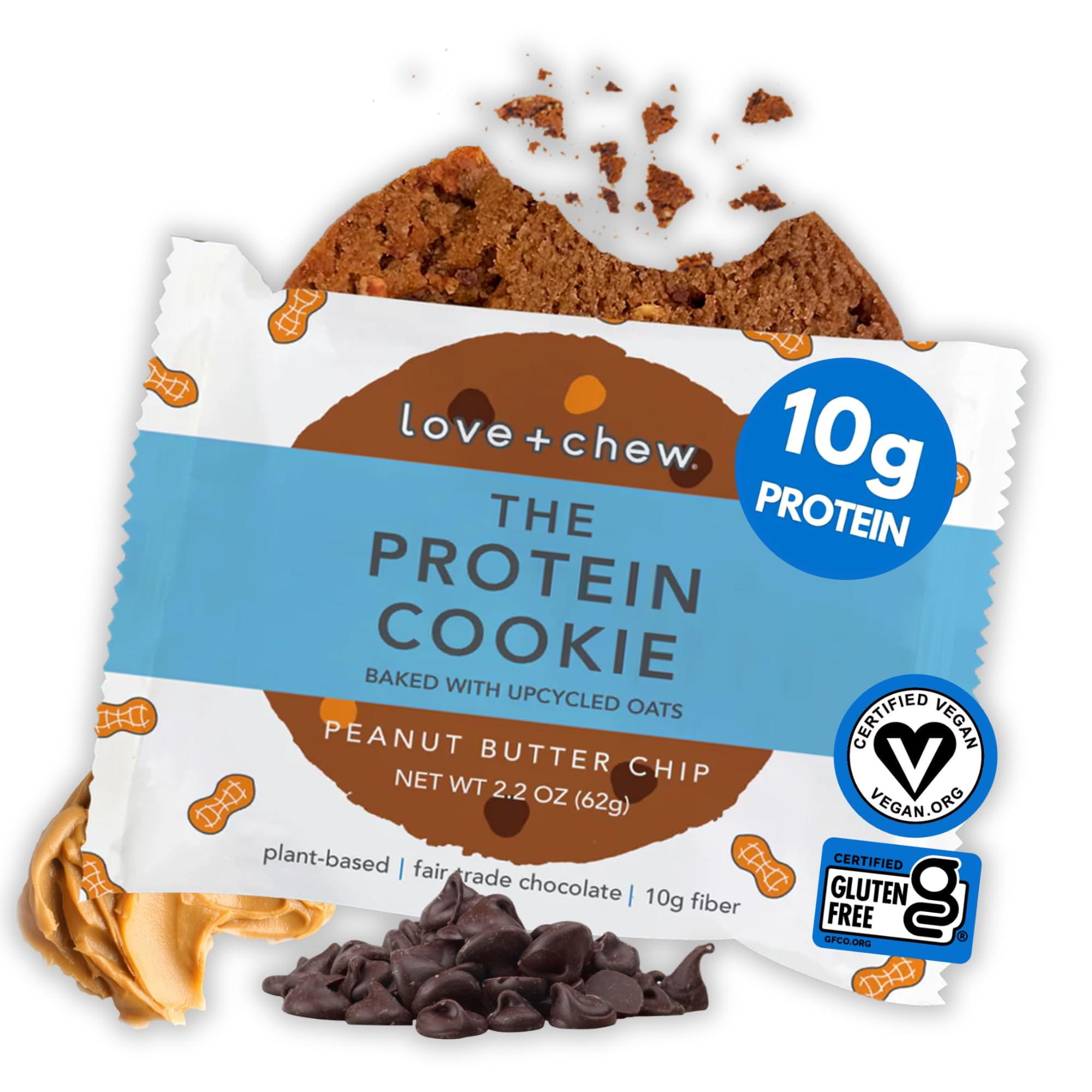 Love + Chew AJH3 Peanut Butter Chip 10 Count Cookies - GF, Vegan, Paleo ...