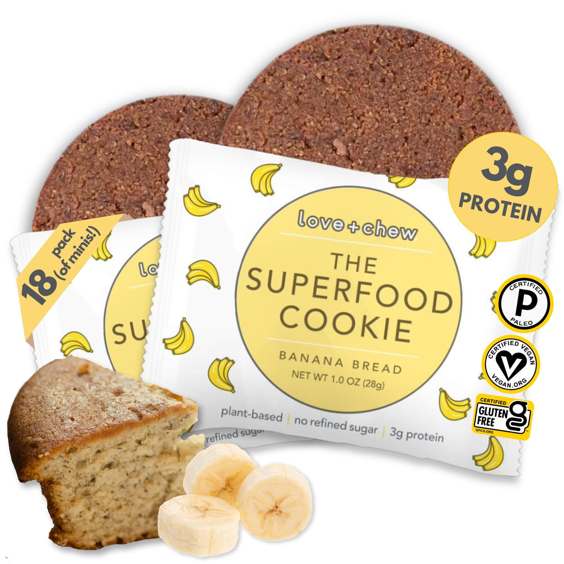 Love + Chew Soft SSF20 Baked Protein Cookies, Gluten Bread Minis ...