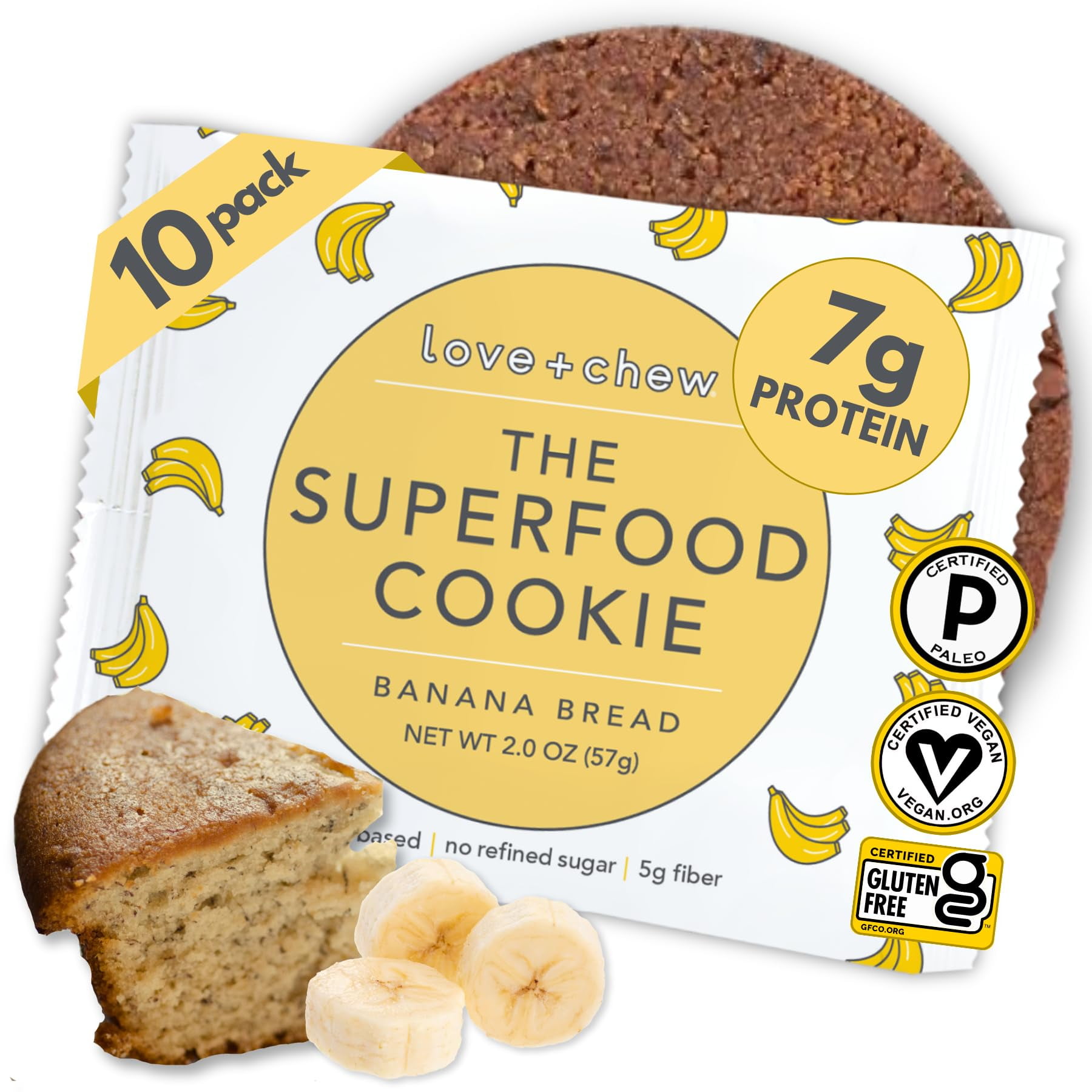 Love + Chew Tasty, IRF13 Gluten Free Cookies - Banana 10 Count - Vegan ...