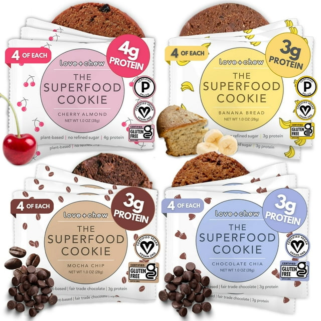 Love + Chew, Variety TGF4 Pack of Minis - 16 Count - Cookies - Vegan ...