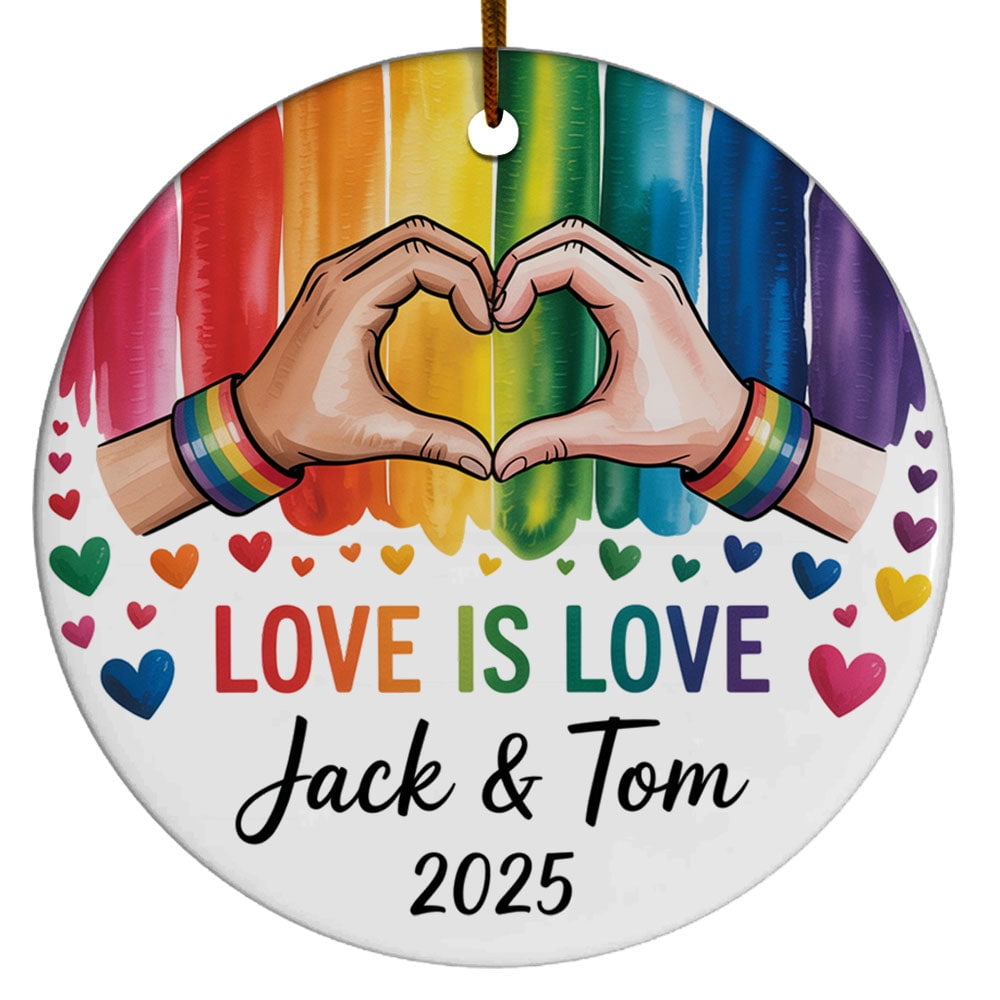 Love is Christmas Ornament, Rainbow Gay Lesbian Pride Christmas ...