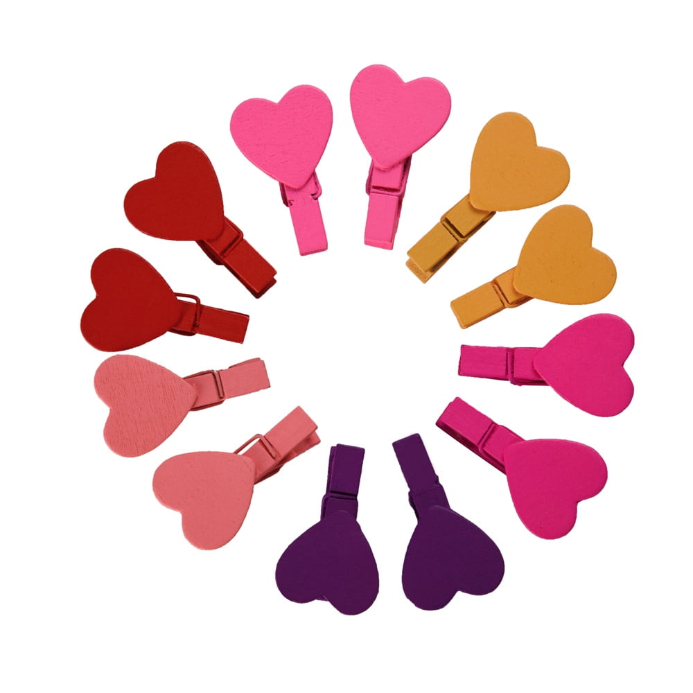 Love Clothes Paper 12Pcs Craft Pin Peg Heart Wooden Clips Photo ...