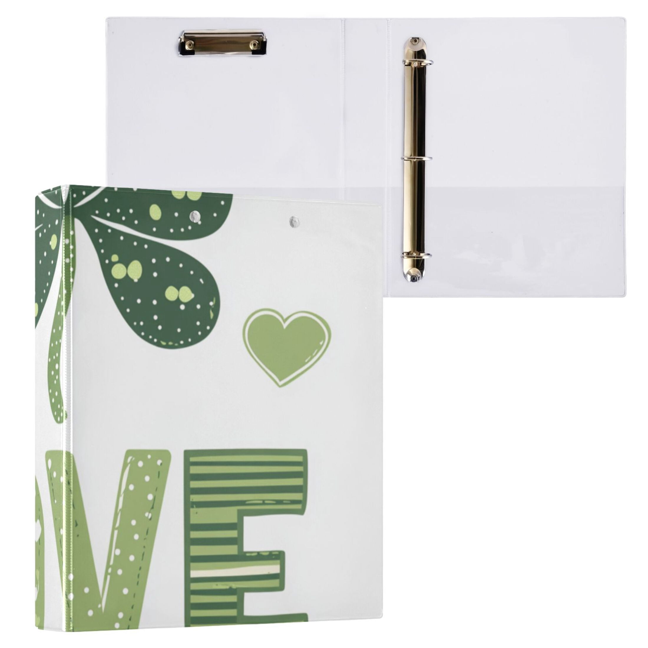 Love Clover Heart St Patricks Day Valentine Round Ring Binder 3 Rings 1 ...