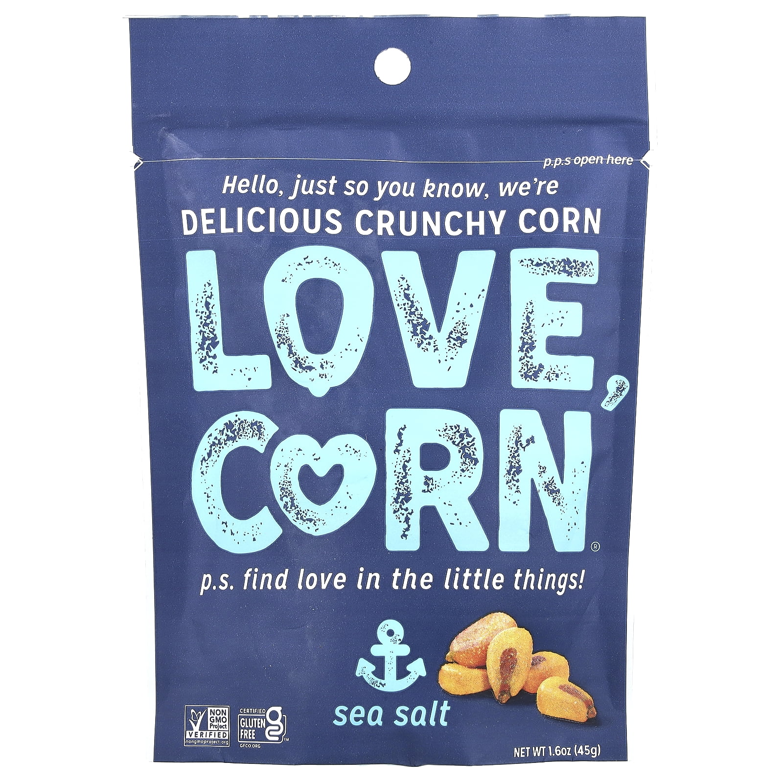 Love Corn Crunchy Corn, Sea Salt, 1.6 oz (45 g) - Walmart.com
