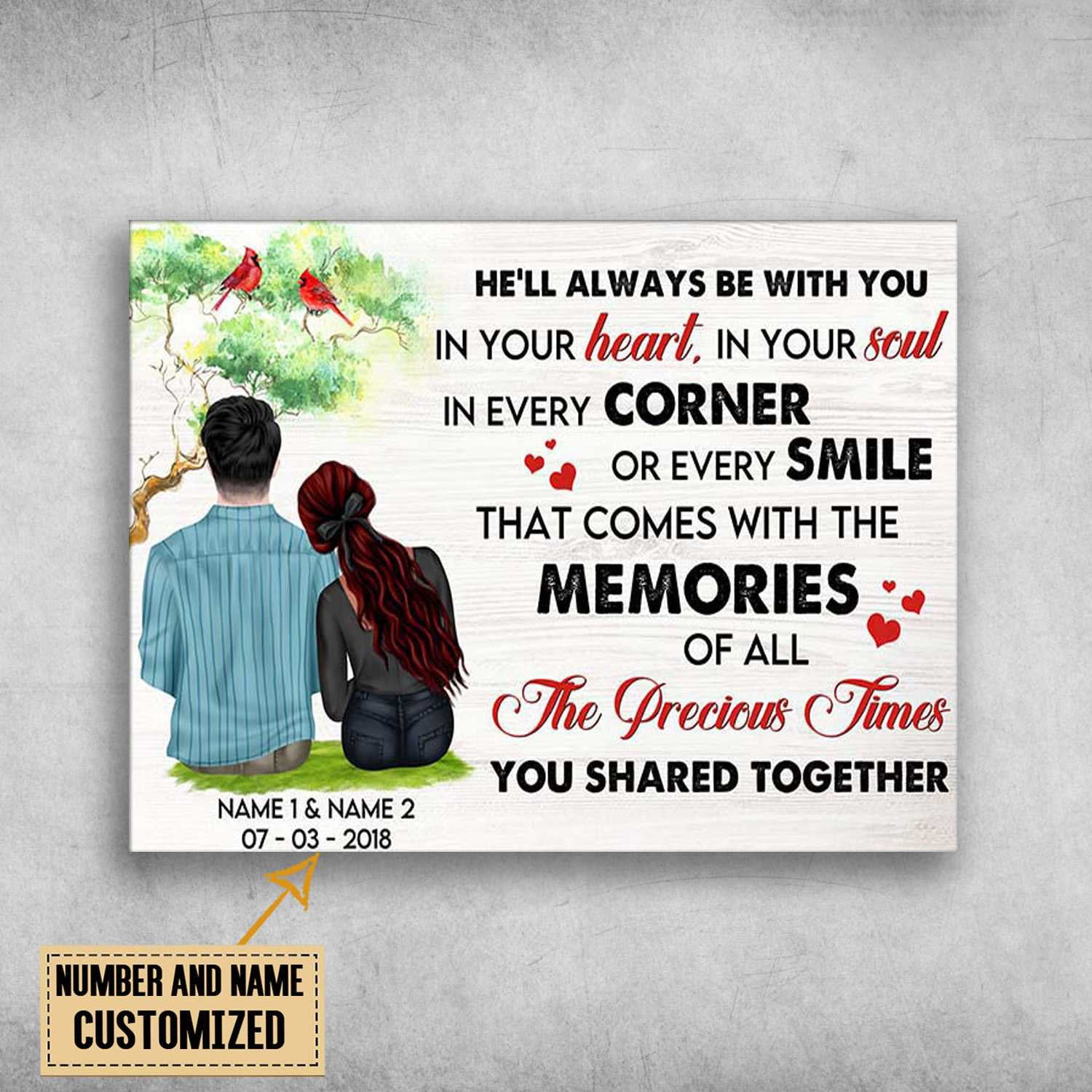 Love Couple, Cardinal Bird, He'll Always Be With You Customized ...