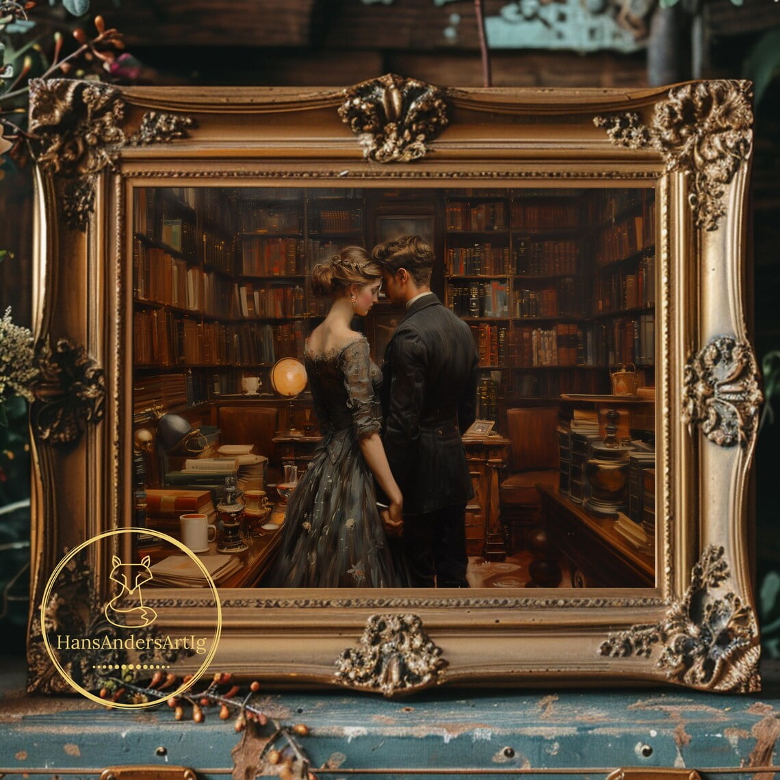 Love Couple Poster For Book Lover Vintage Style Dark Academia Print ...