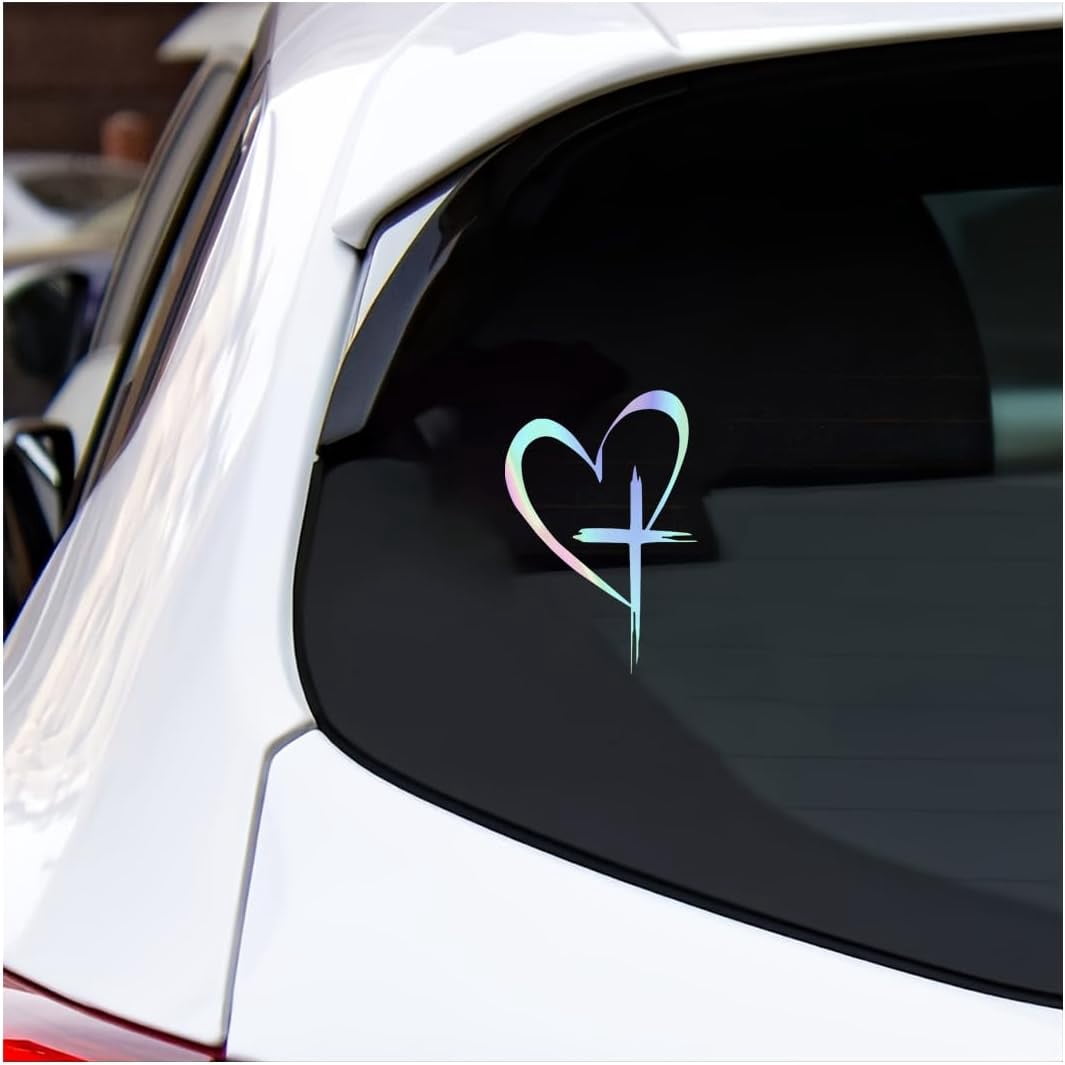 Love Cross Car Sticker, 6'' x 4'' Faith Hope Heart Vehicle Bumper ...