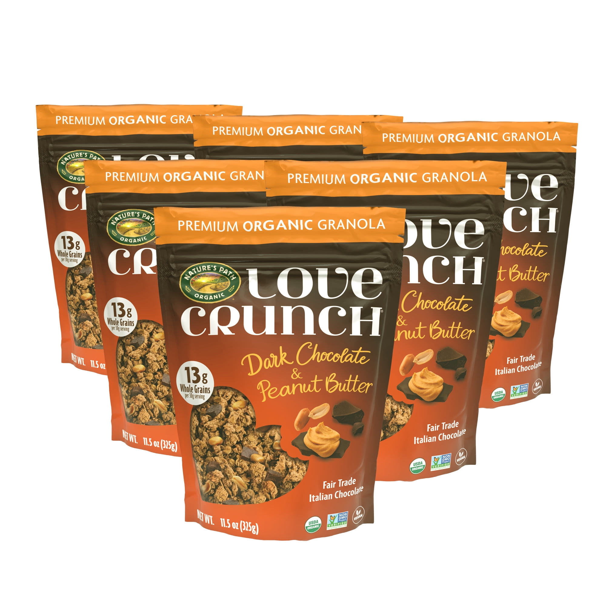 Love Crunch Organic Dark Chocolate & Peanut Butter Granola, 11.5oz 6pk ...