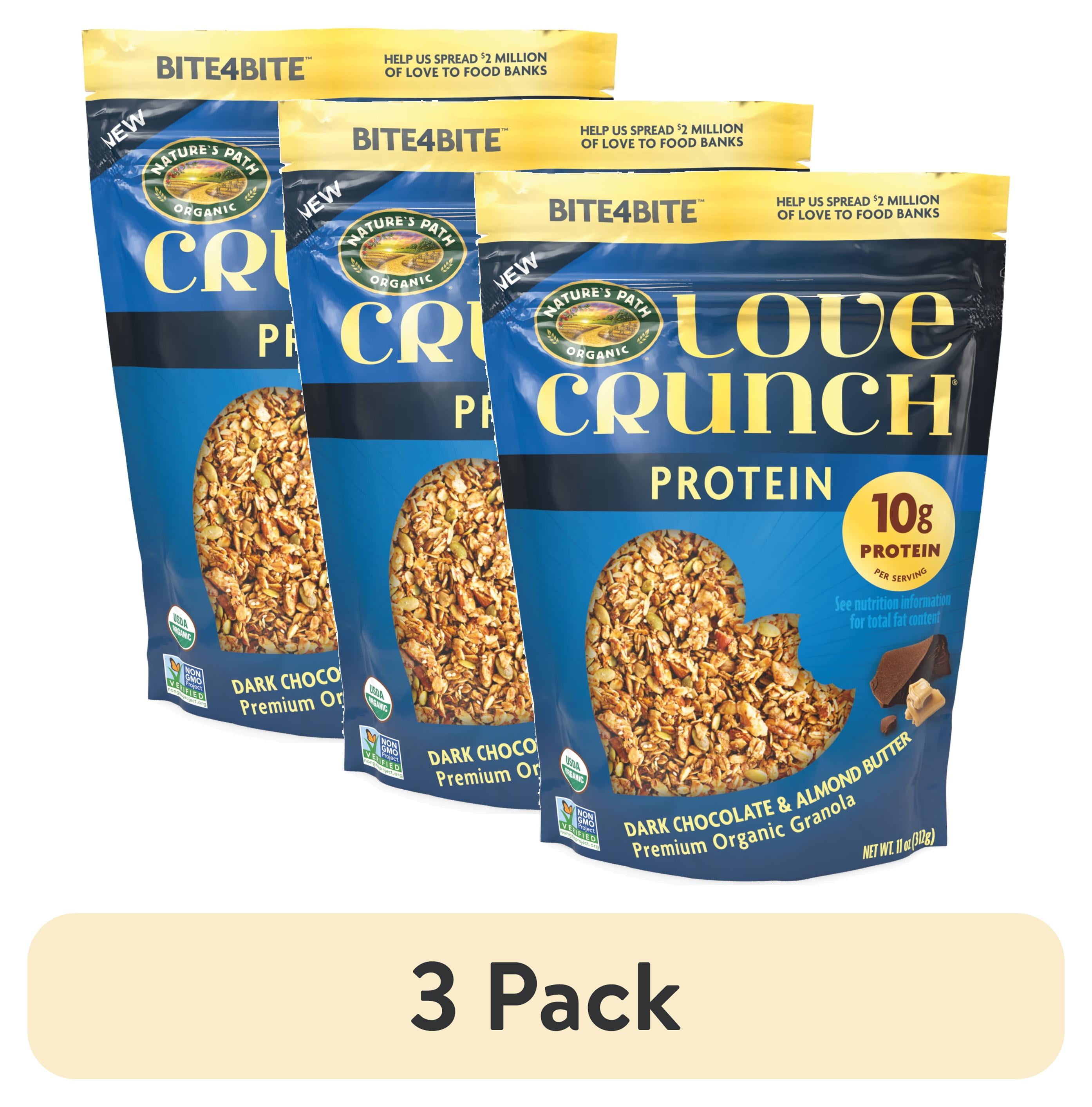 (3 pack) Love Crunch Organic Protein Granola, Dark Chocolate and Almond ...
