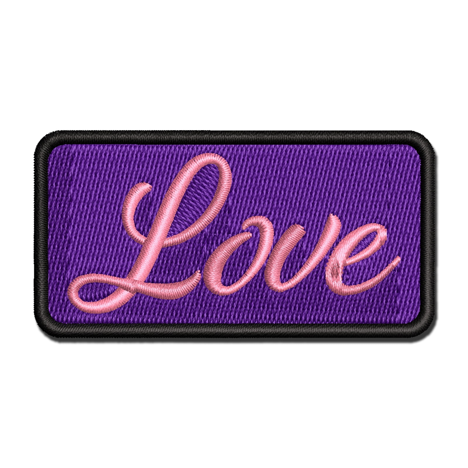 Love Cursive Text Applique Multi-Color Embroidered Iron-On Patch - 2.0 ...