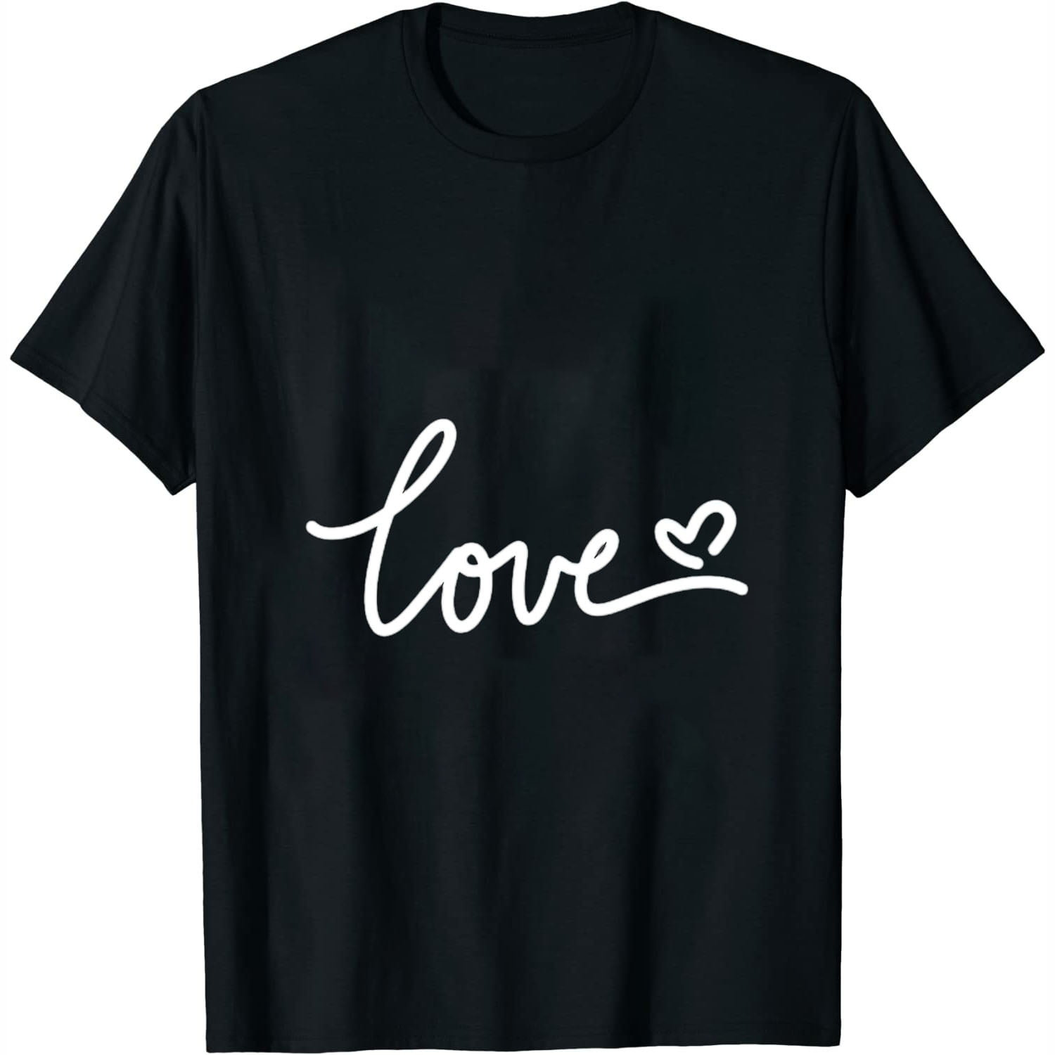 Love Cursive Writing Word With Cute Heart Womens T-Shirt Black 4XL ...