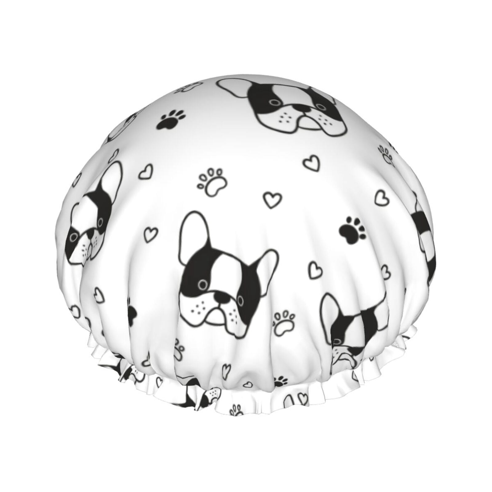 Love Cut French Bulldog Shower Cap, Reusable Bath Hair Hat for all Hair ...