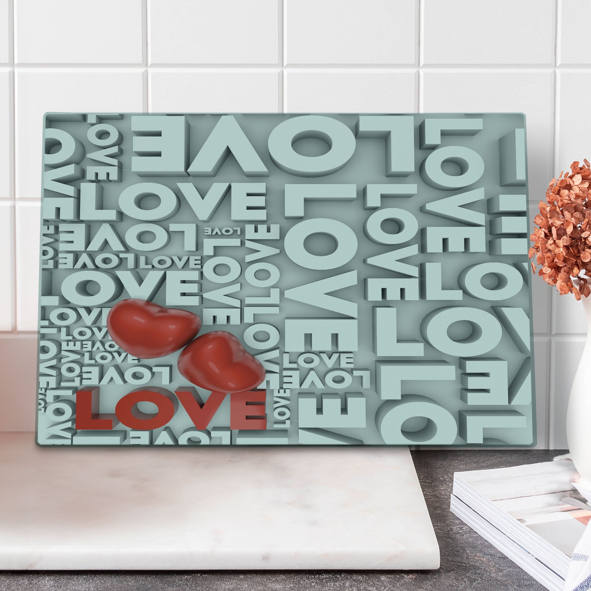Love Cutting Board, Macro Big Texts Lettering Setting Passionate ...