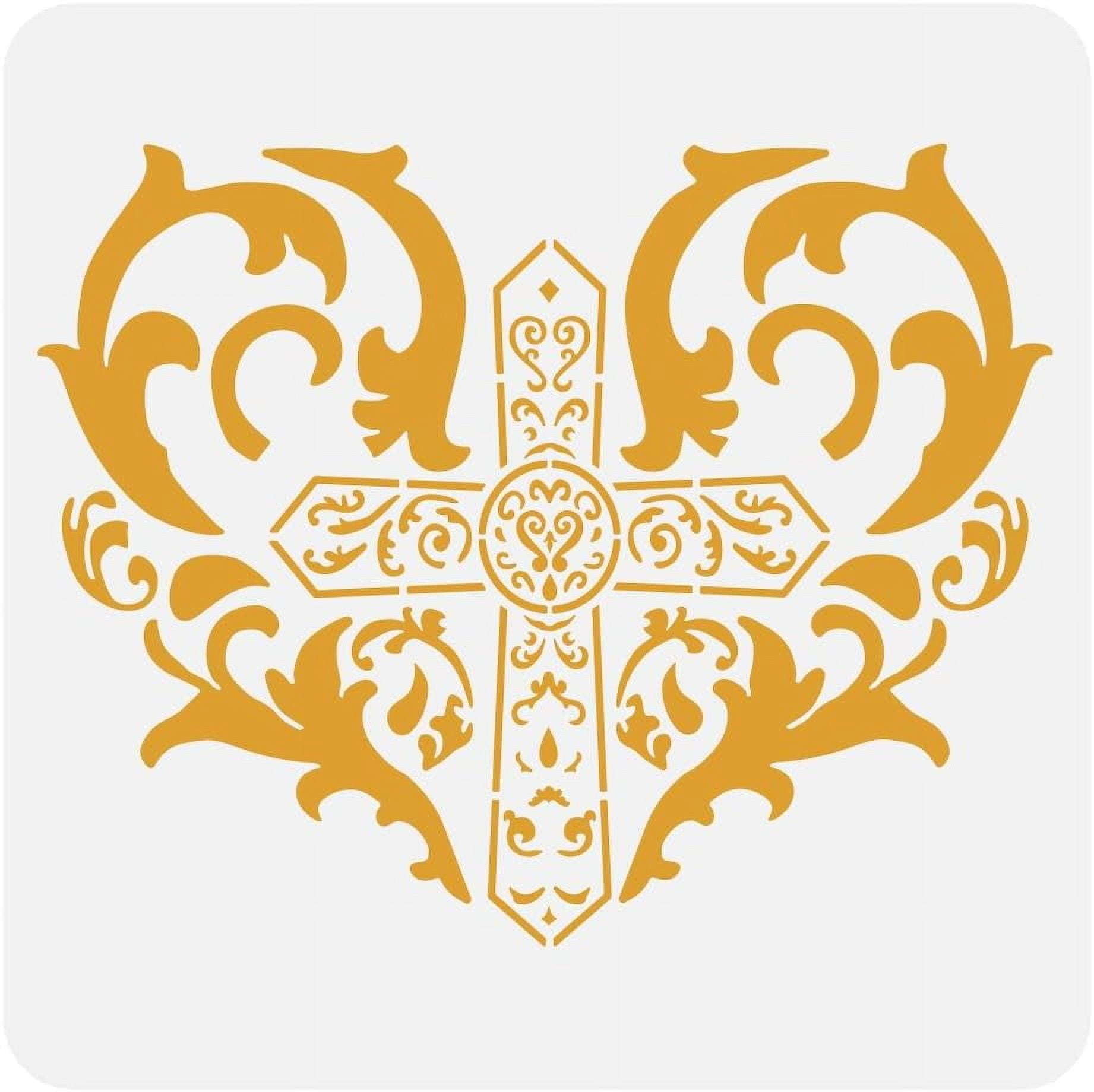 Love Damask Stencil for Painting 11.8x11.8 inch Decorative Love Heart ...