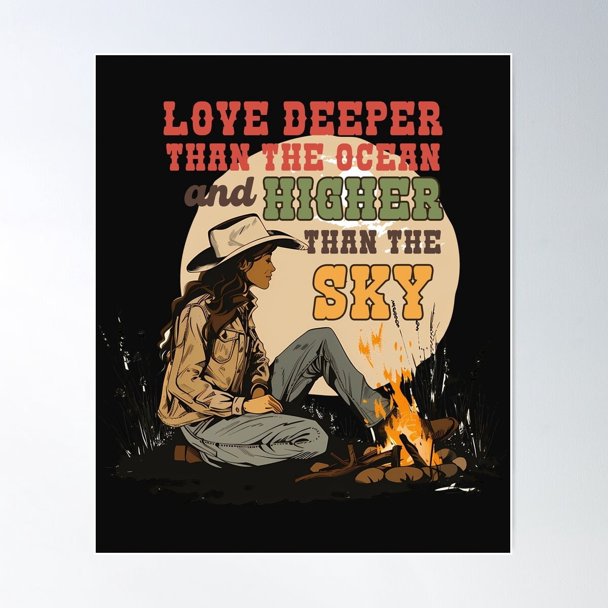 Love Deeper Than The Ocean Higher Than The Sky Poster Wall Art, Modern ...
