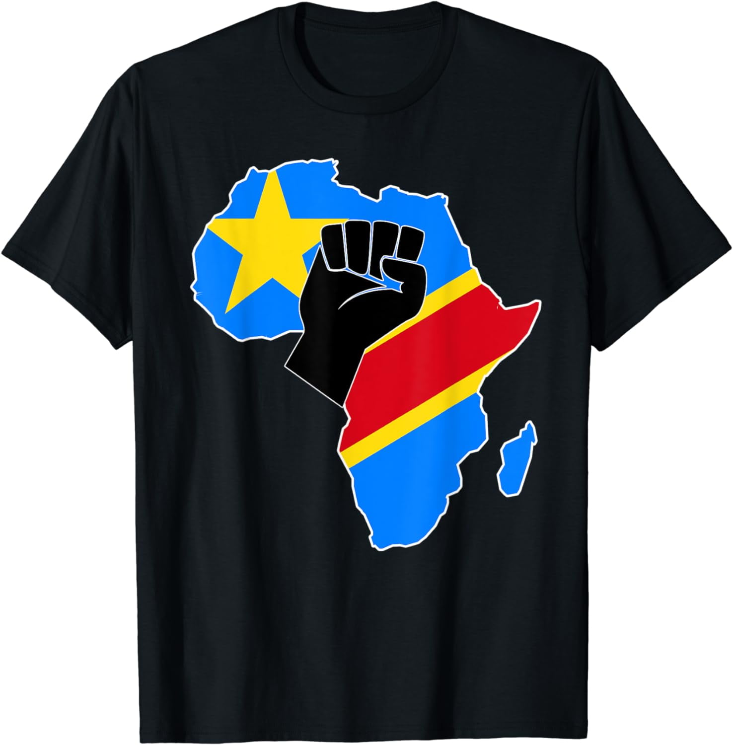Love Democratic Republic Of Congo DRC RDC Flag In Africa Map Cotton T ...