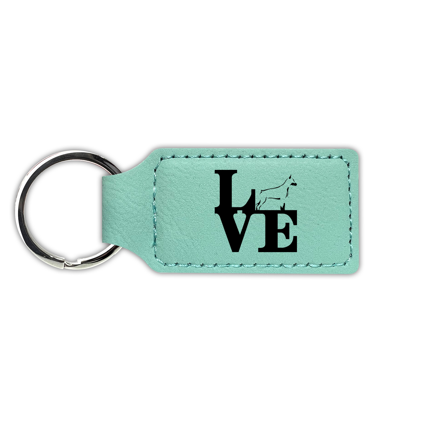 Love Doberman Keychain Leatherette Rectangle - Laser Engraved - Many ...