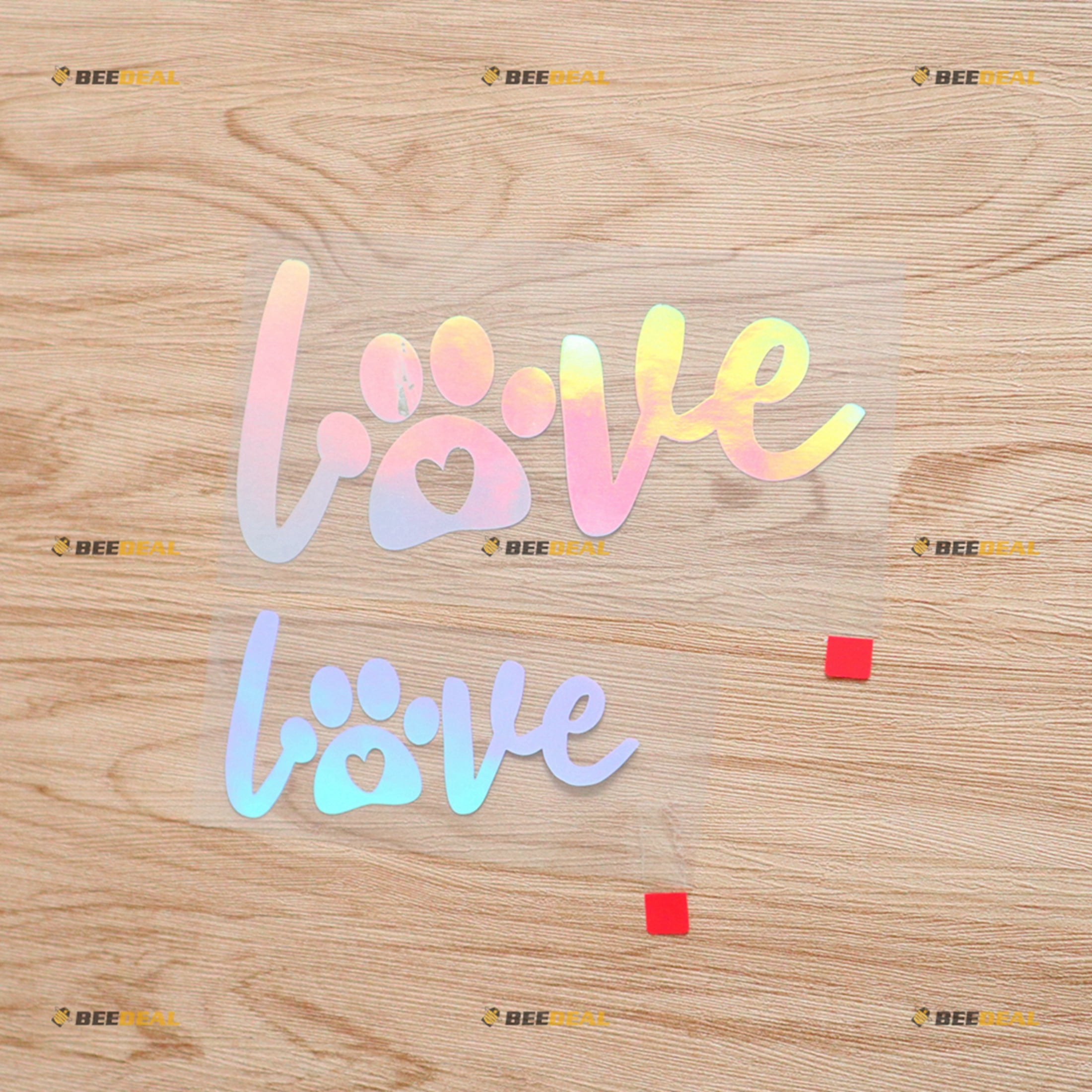Love Dog Paw Print Heart Cursive Text Sticker Decal Vinyl - 2 Pack ...