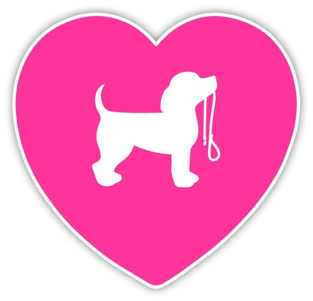 Love Dog Pink Heart Animal Sticker Decal Laptop Wall Car Phonephone ...