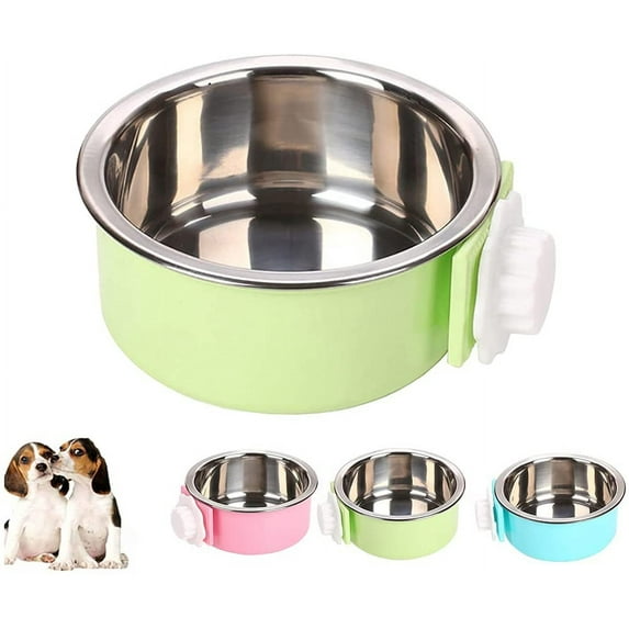 Love Dream Crate Dog Cat Bowls, Removable Stainless Steel Hanging Pet ...