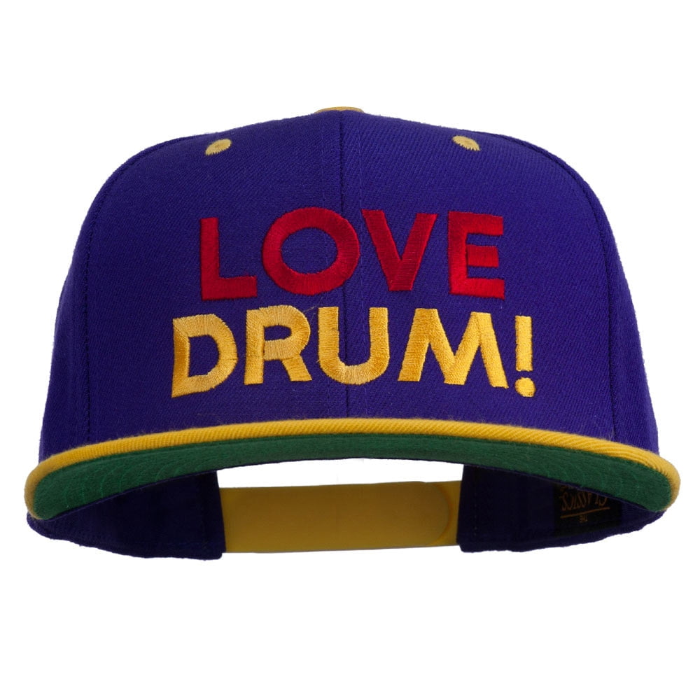 Love Drum Embroidered Two Tone Snapback Cap - Purple Gold OSFM - Walmart.com