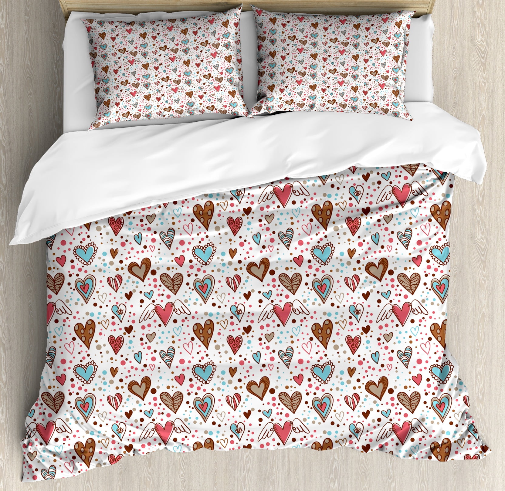 Love Duvet Cover Set, Assortment of Hearts with Various Shapes Sizes ...