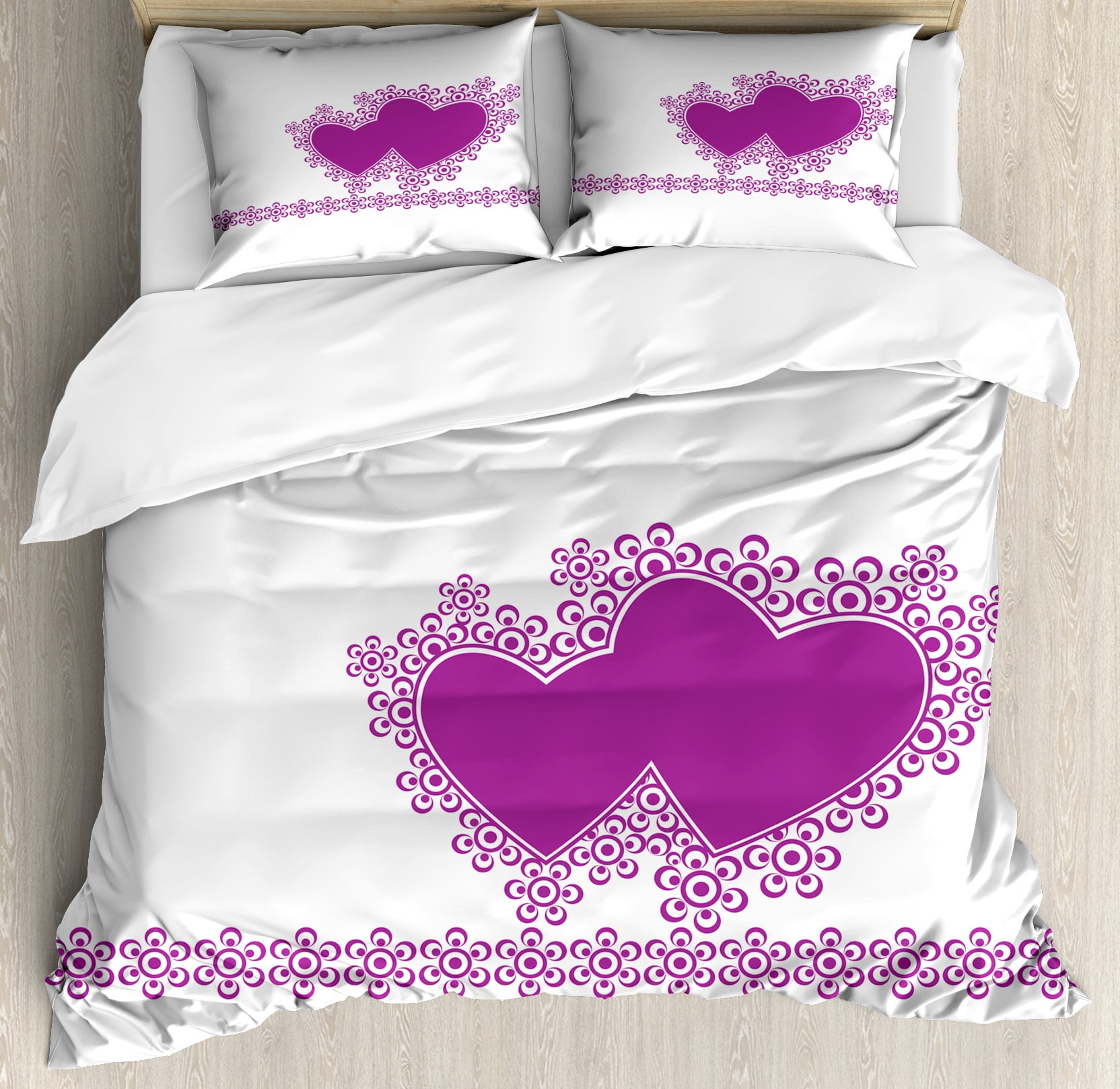 Love Duvet Cover Set, Heart Motifs Love Symbols Romantic Digital ...