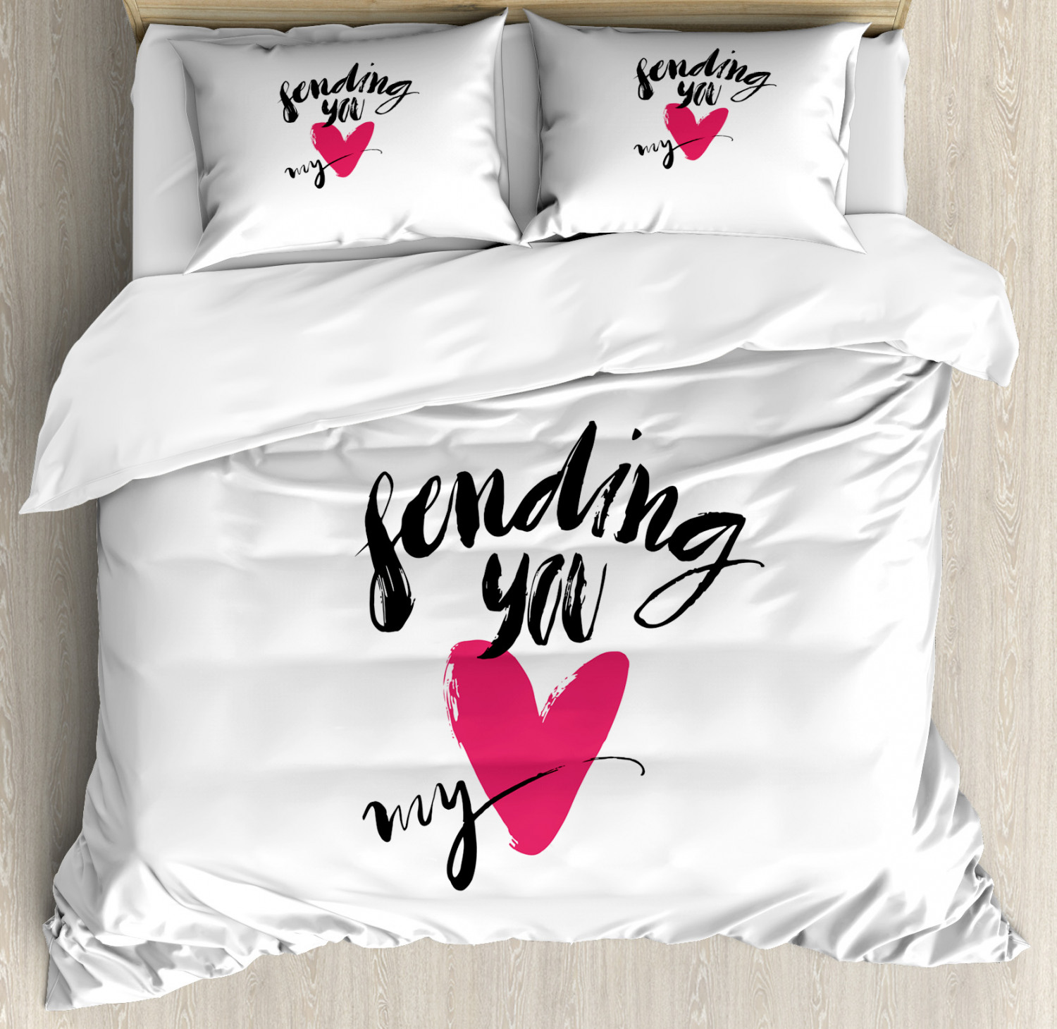 Love Duvet Cover Set Queen Size, Ink Brush Hand Lettering Sending You ...