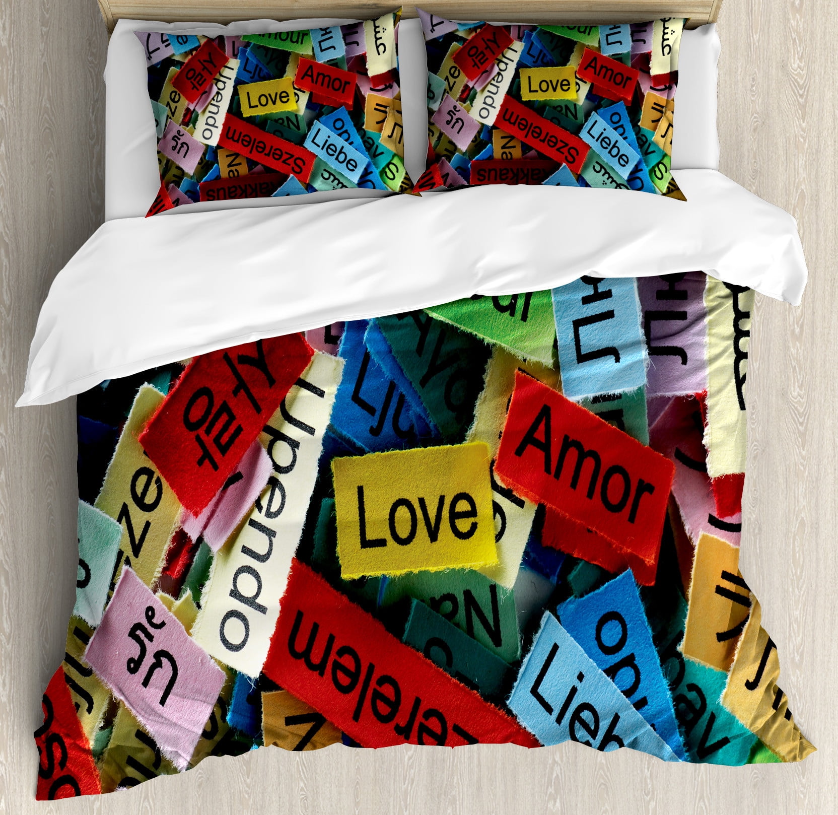 Love Duvet Cover Set, Love Word Cloud Design in Different Languages ...
