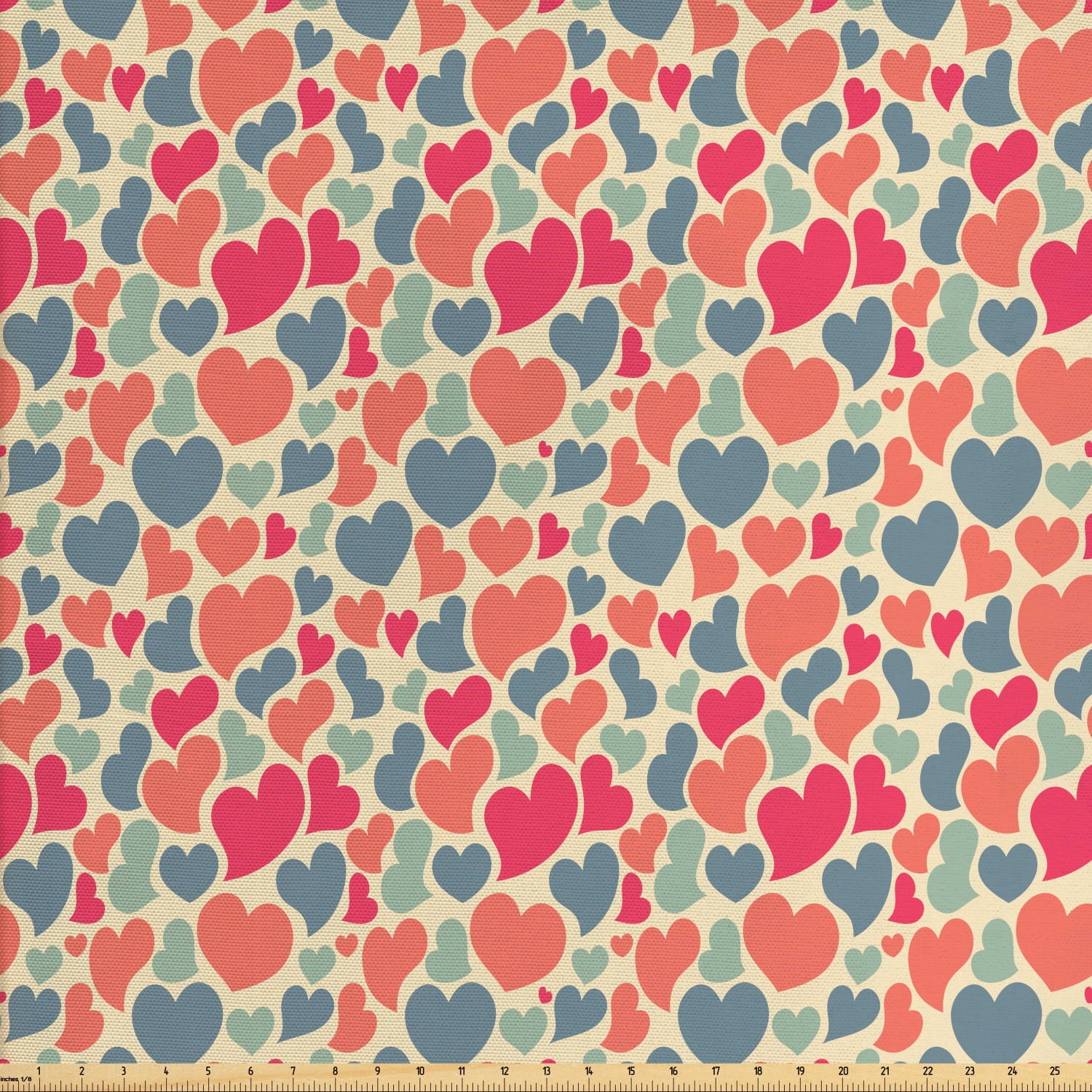 Ambesonne Love Fabric by the Yard Upholstery, Colorful Hearts Motifs ...