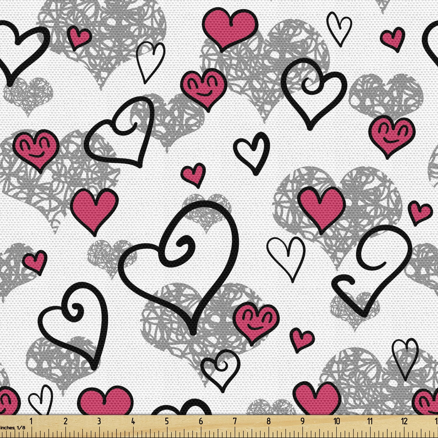 Ambesonne Love Fabric by the Yard Upholstery, Valentine's Day Hearts, 5 ...