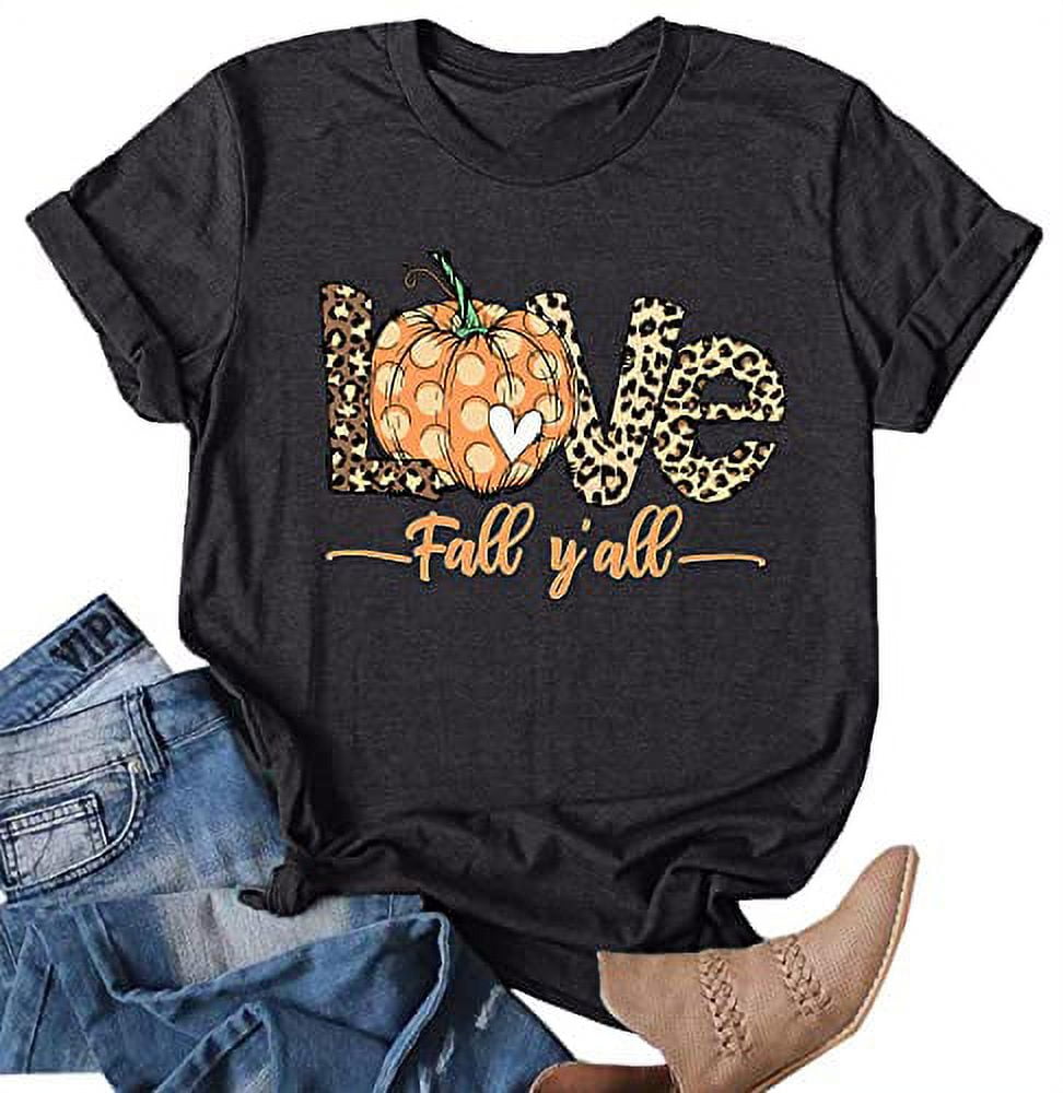 Love Fall Y'all Shirt Women Halloween Pumpkin Shirts Funny Pumpkin ...