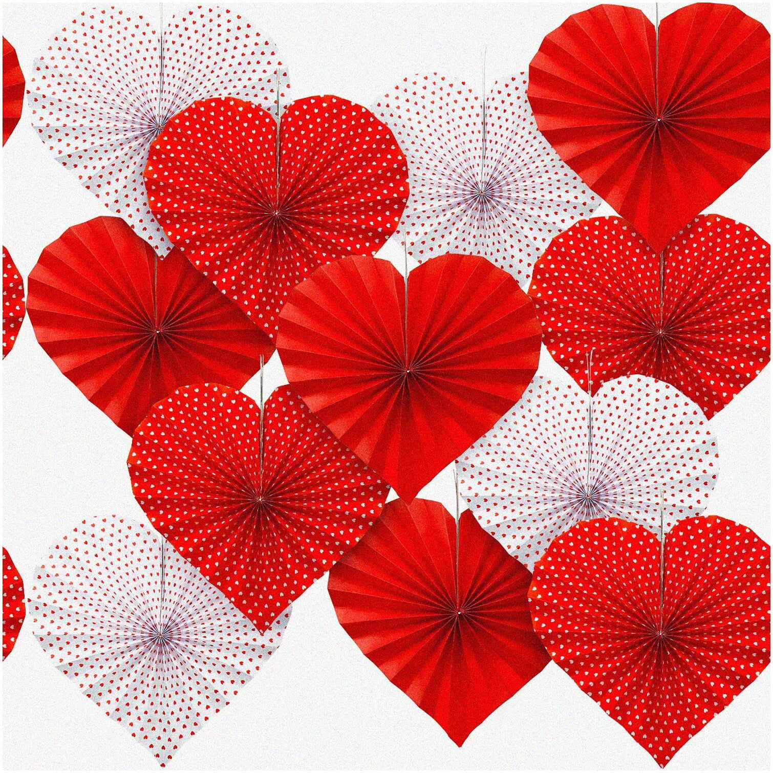 Love Festive Paper Fans - Romantic Heart Shaped Hanging Decorations for ...